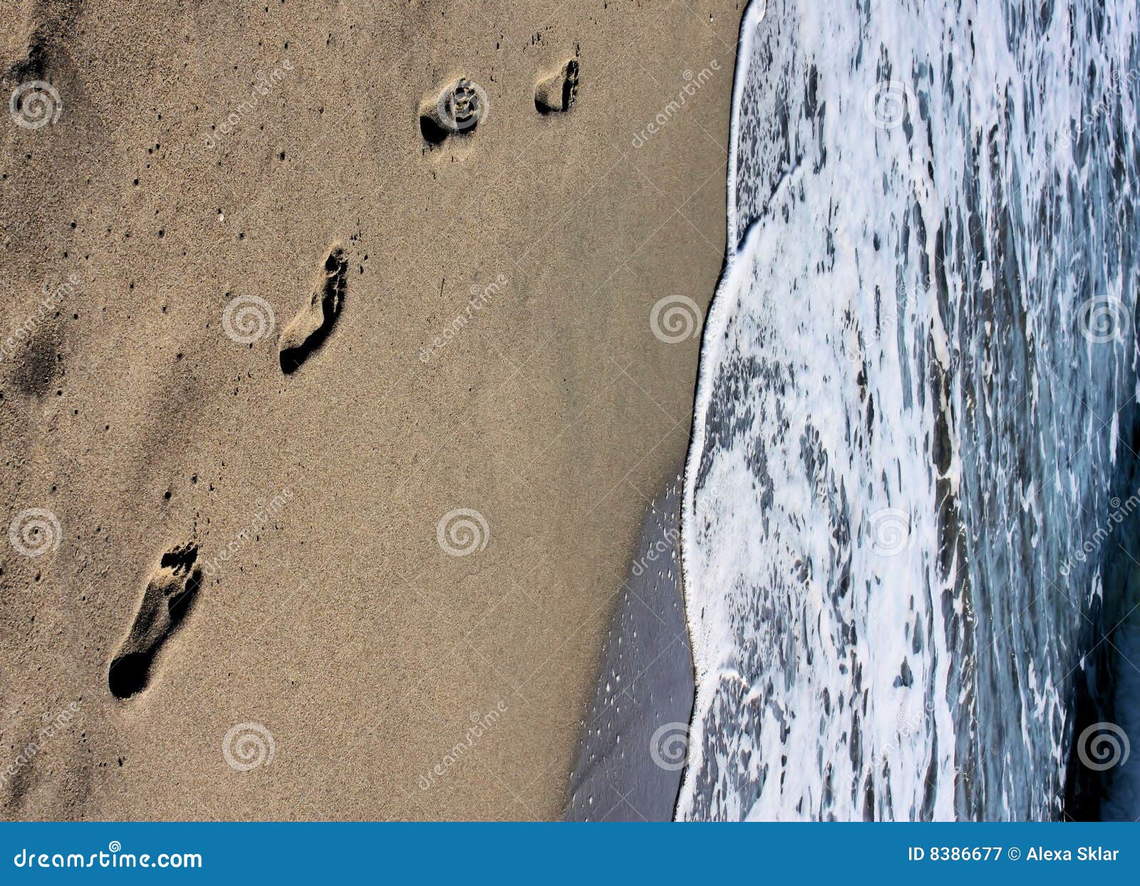 Foot steps in the sand stock image. Image of coast, sign - 8386677