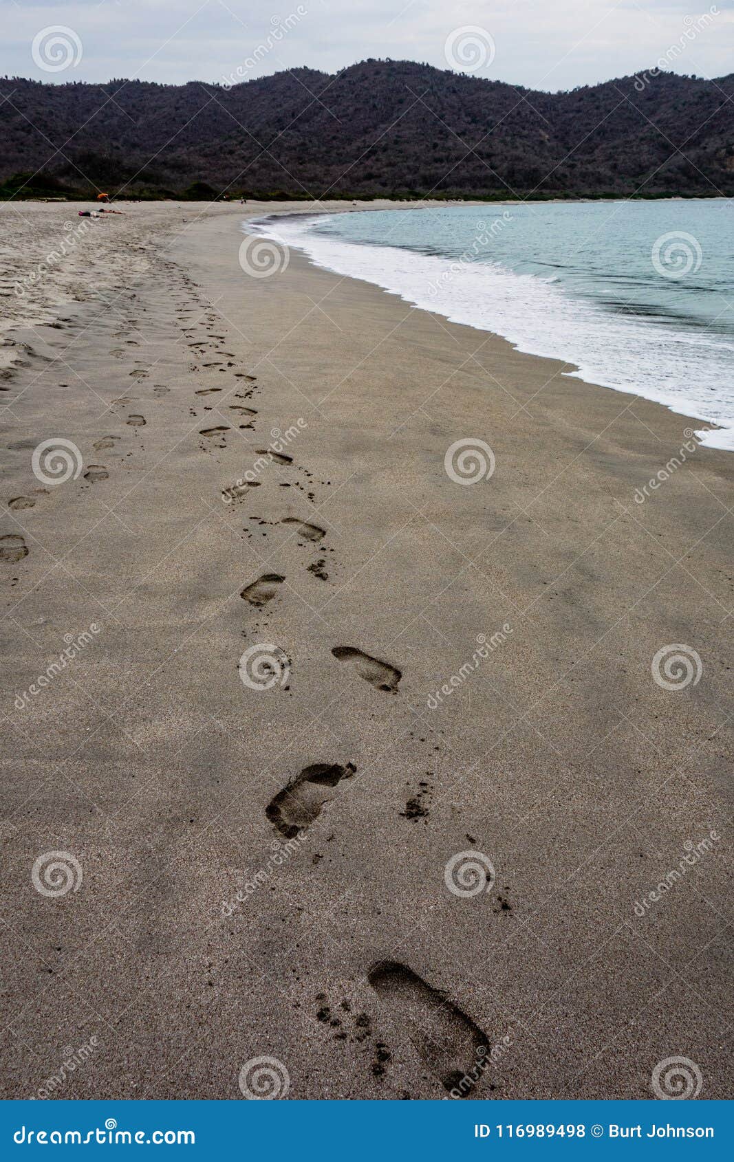 Foot Steps in the Sand on the Beach Stock Photo - Image of alone ...