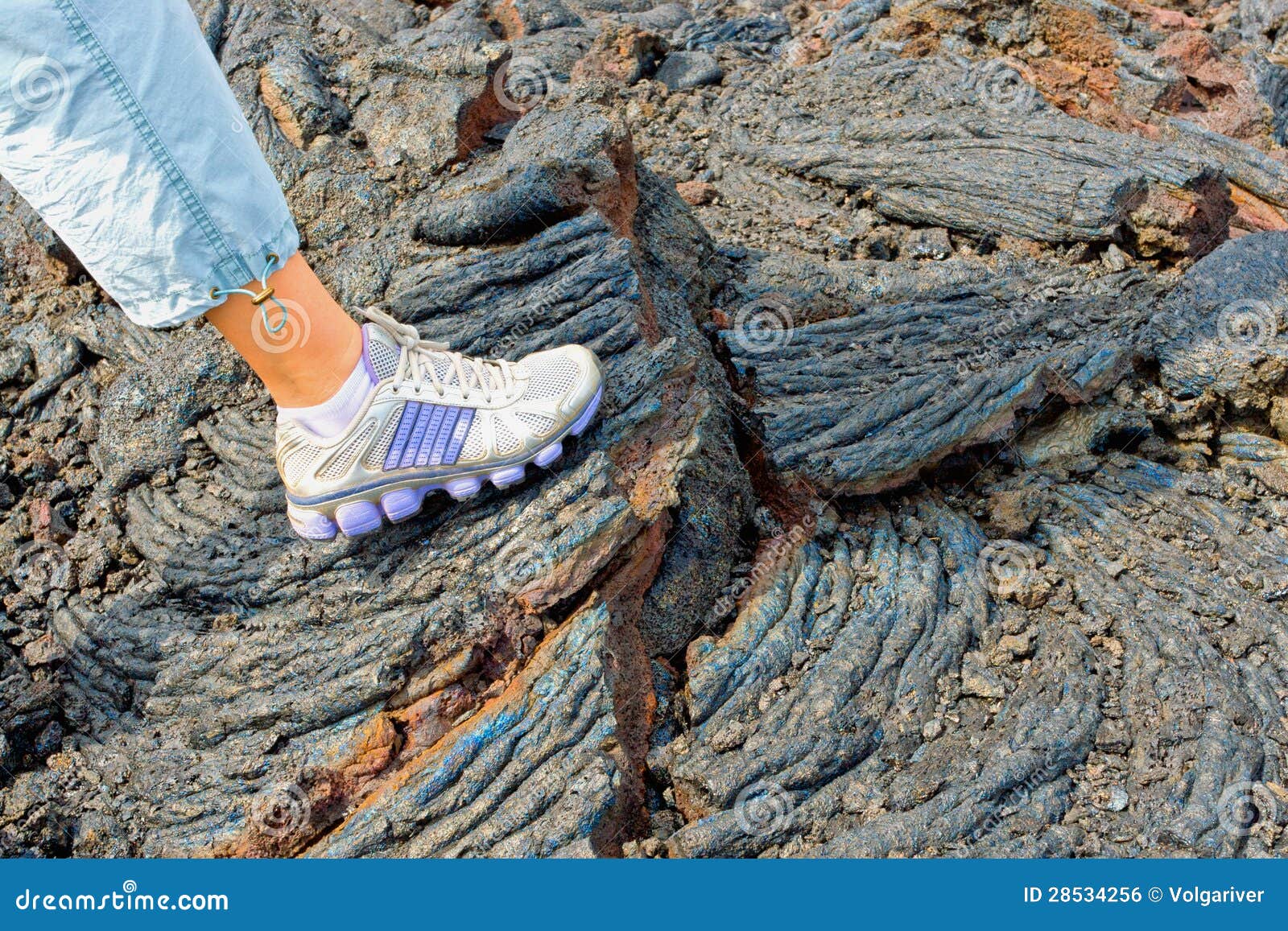 Foot on the Stones of Volcanic Flow Stock Photo - Image of danger, foot ...