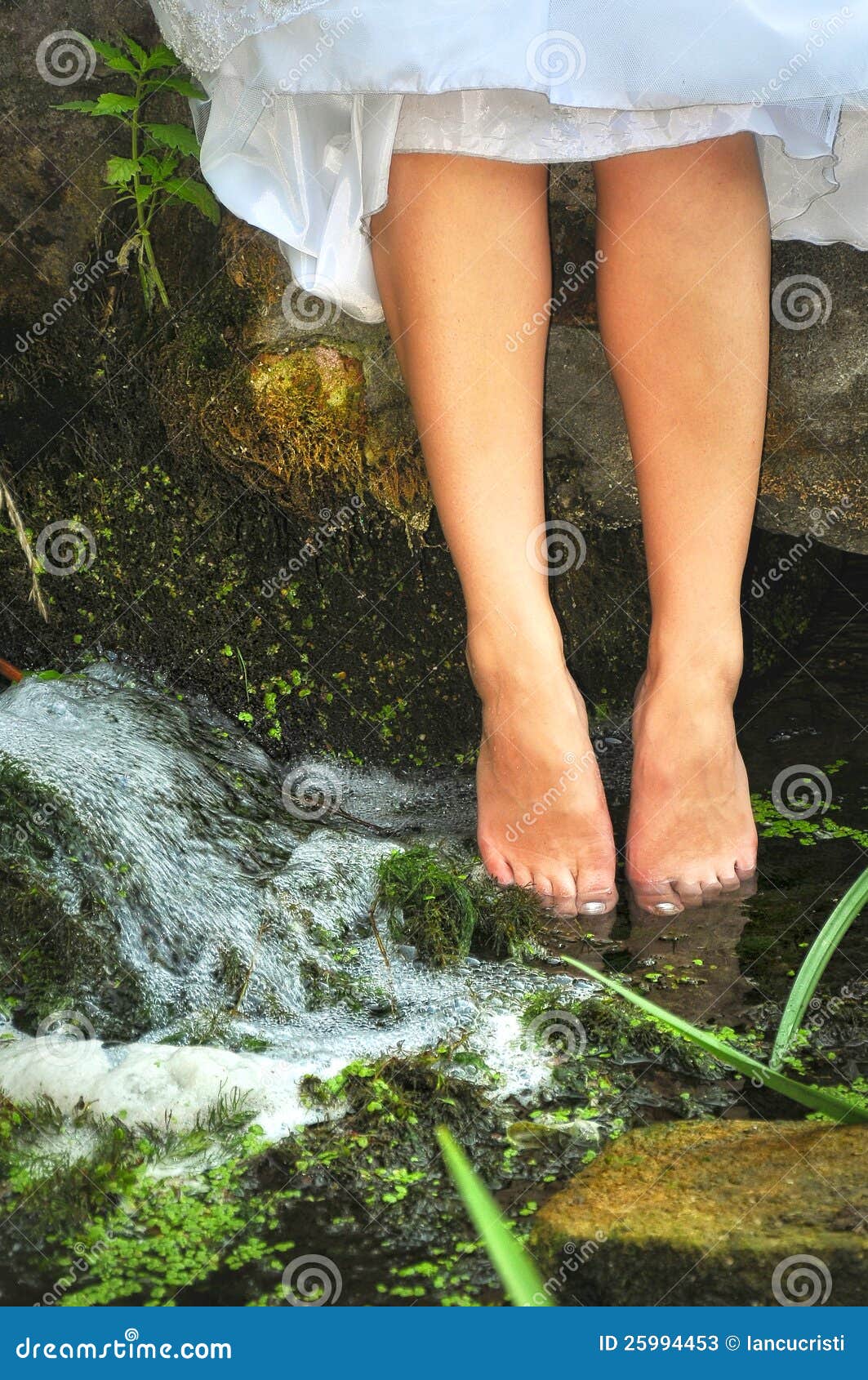 Foot in Water in the Forest .fairy Tale Stock Image - Image of body ...