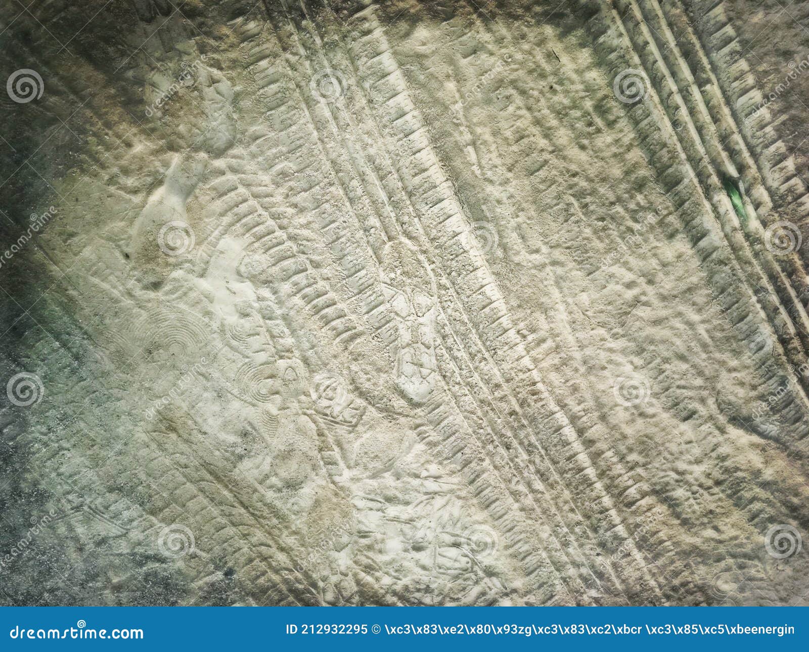 Foot and Wheel Marks on the Ground. Background Stock Image - Image of ...