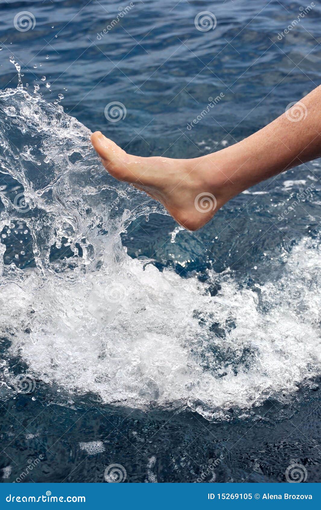 Foot of young man in water stock image. Image of freshness - 15269105
