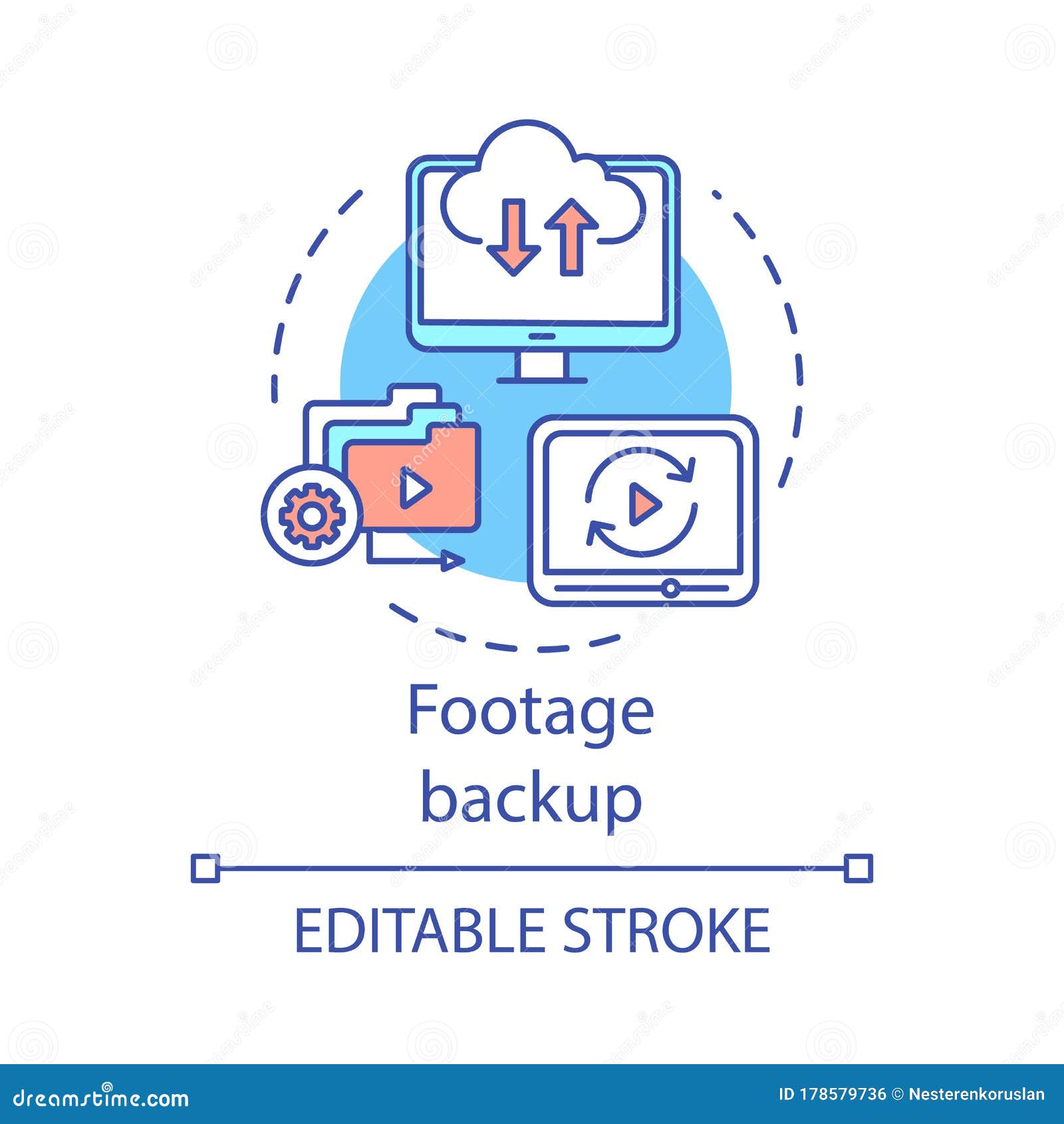 Footage Backup Concept Icon Stock Vector - Illustration of backup ...