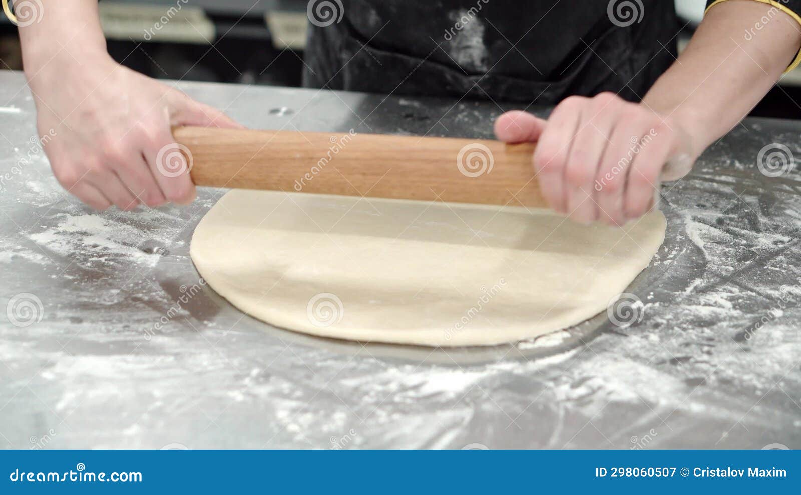 Footage of Chef Stretching the Dough in Kitchen Stock Video - Video of ...