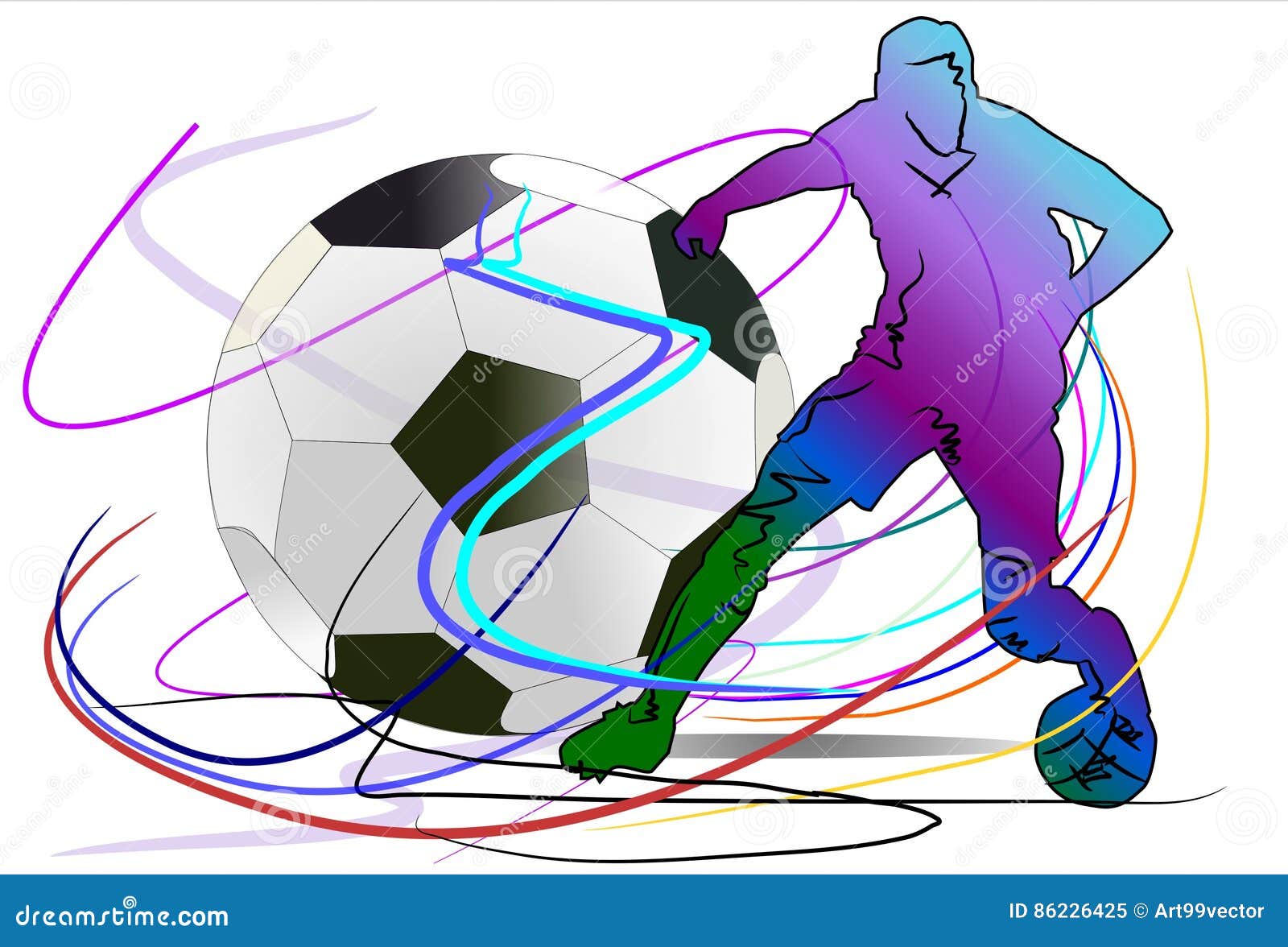Football and action stock illustration. Illustration of ball - 86226425