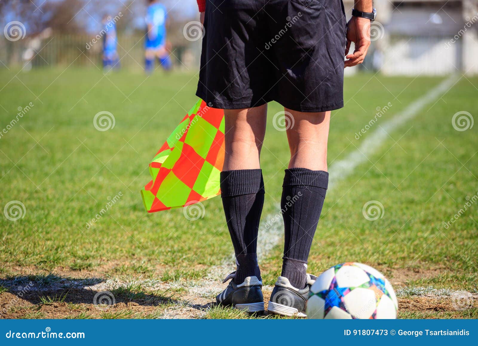 Football Assistant Referee during a Game Stock Image - Image of goal ...