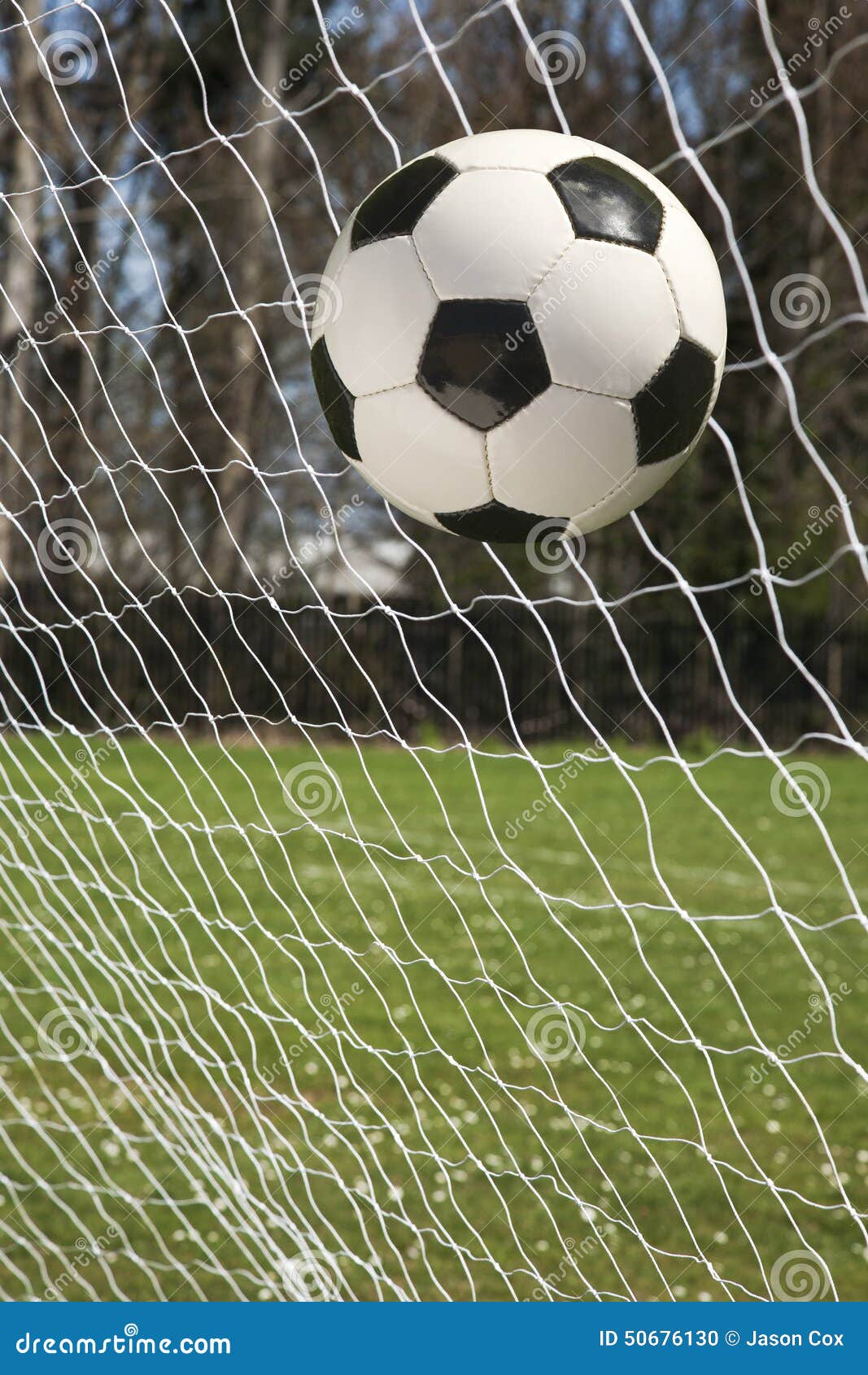 Football in the Back of the Goal Net Stock Photo - Image of white ...