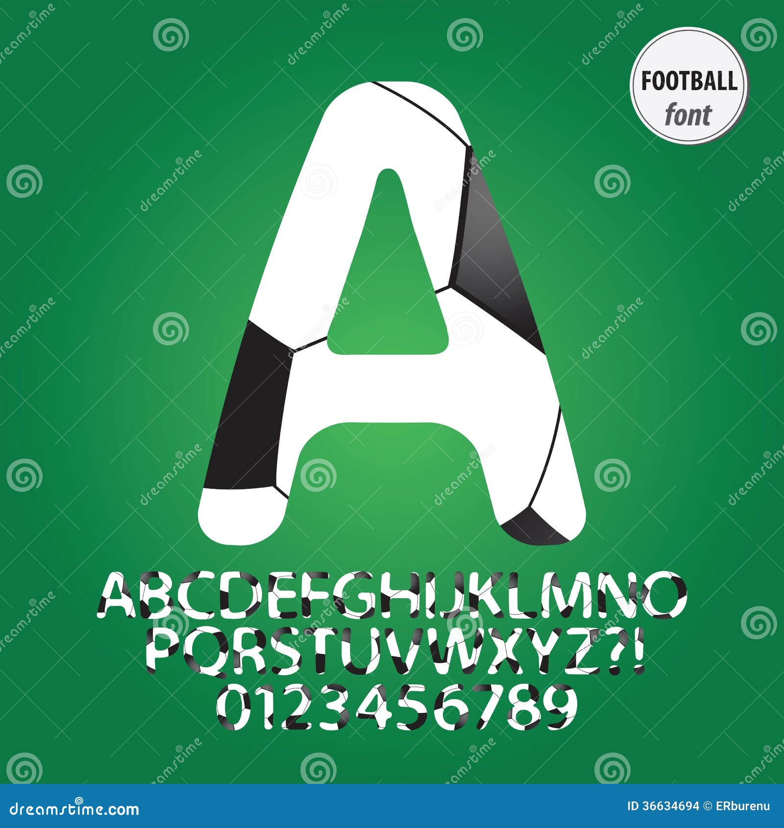 Football Ball Alphabet and Digit Vector Stock Vector - Illustration of ...