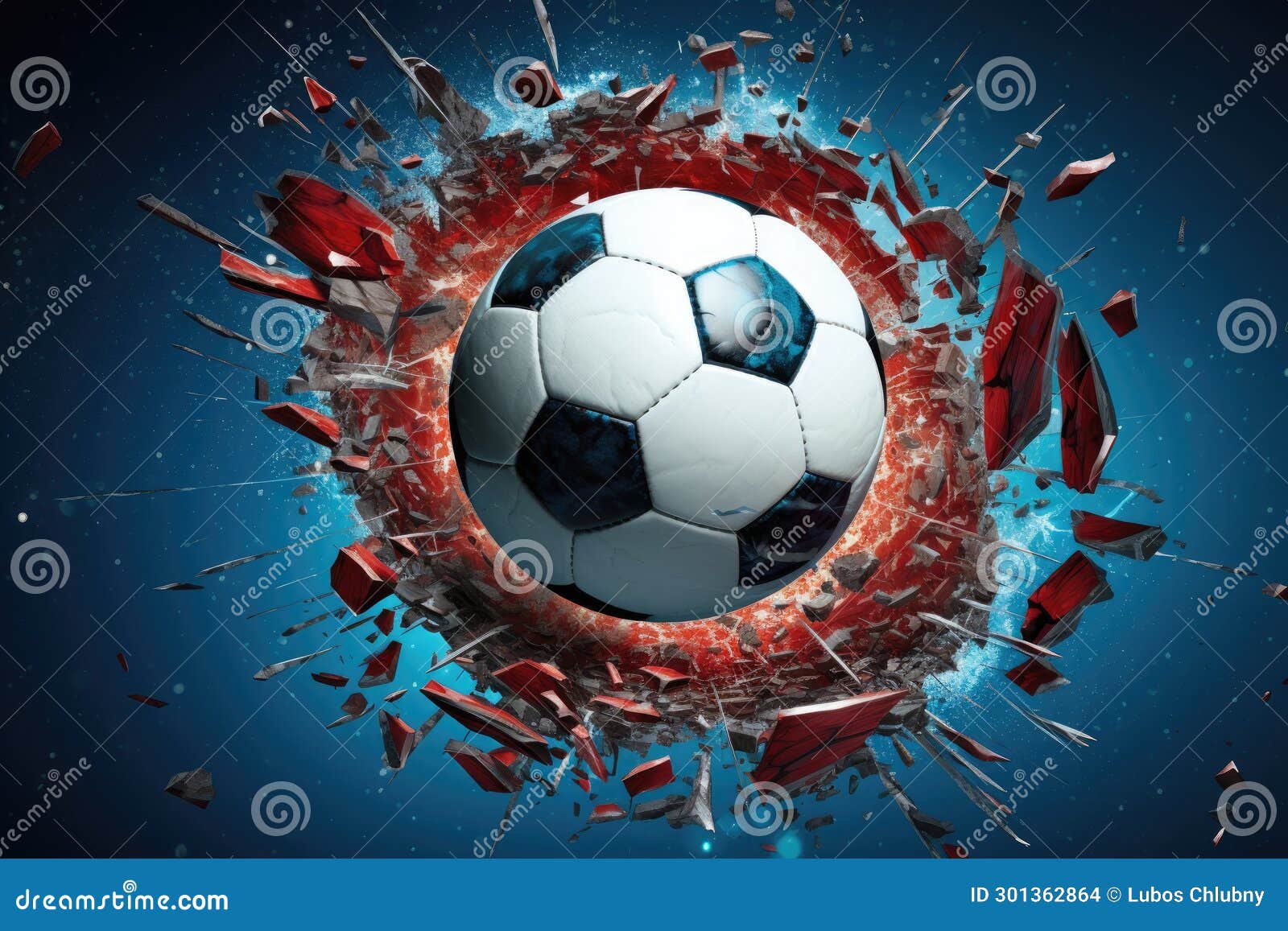 A Football Ball Exploding in the Air Stock Illustration - Illustration ...