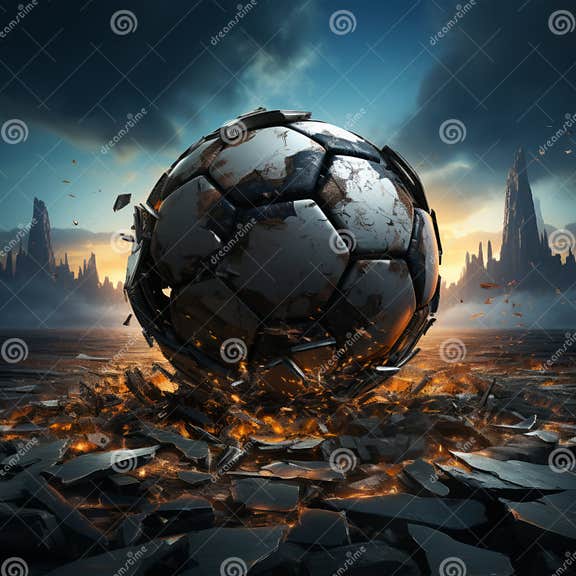 A Football Ball Exploding in the Ground Stock Photo - Image of concrete ...
