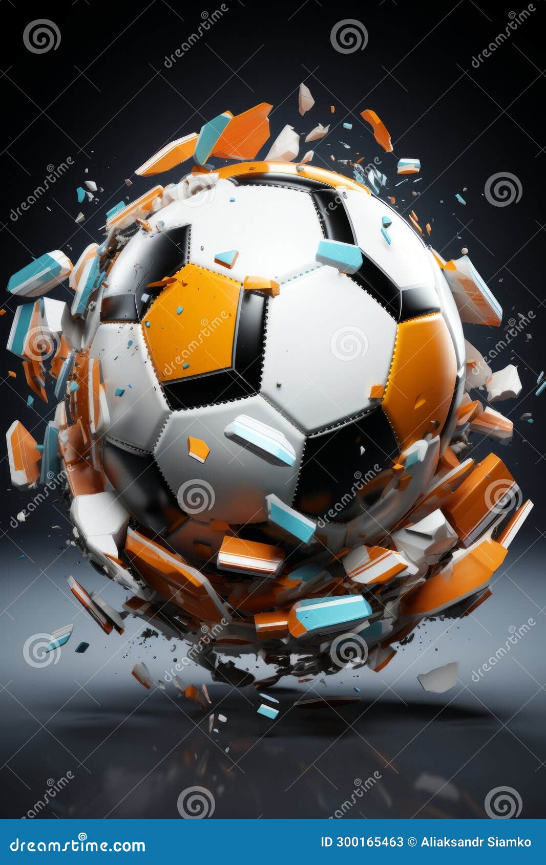 A Football Ball Exploding into Pieces Stock Illustration - Illustration ...