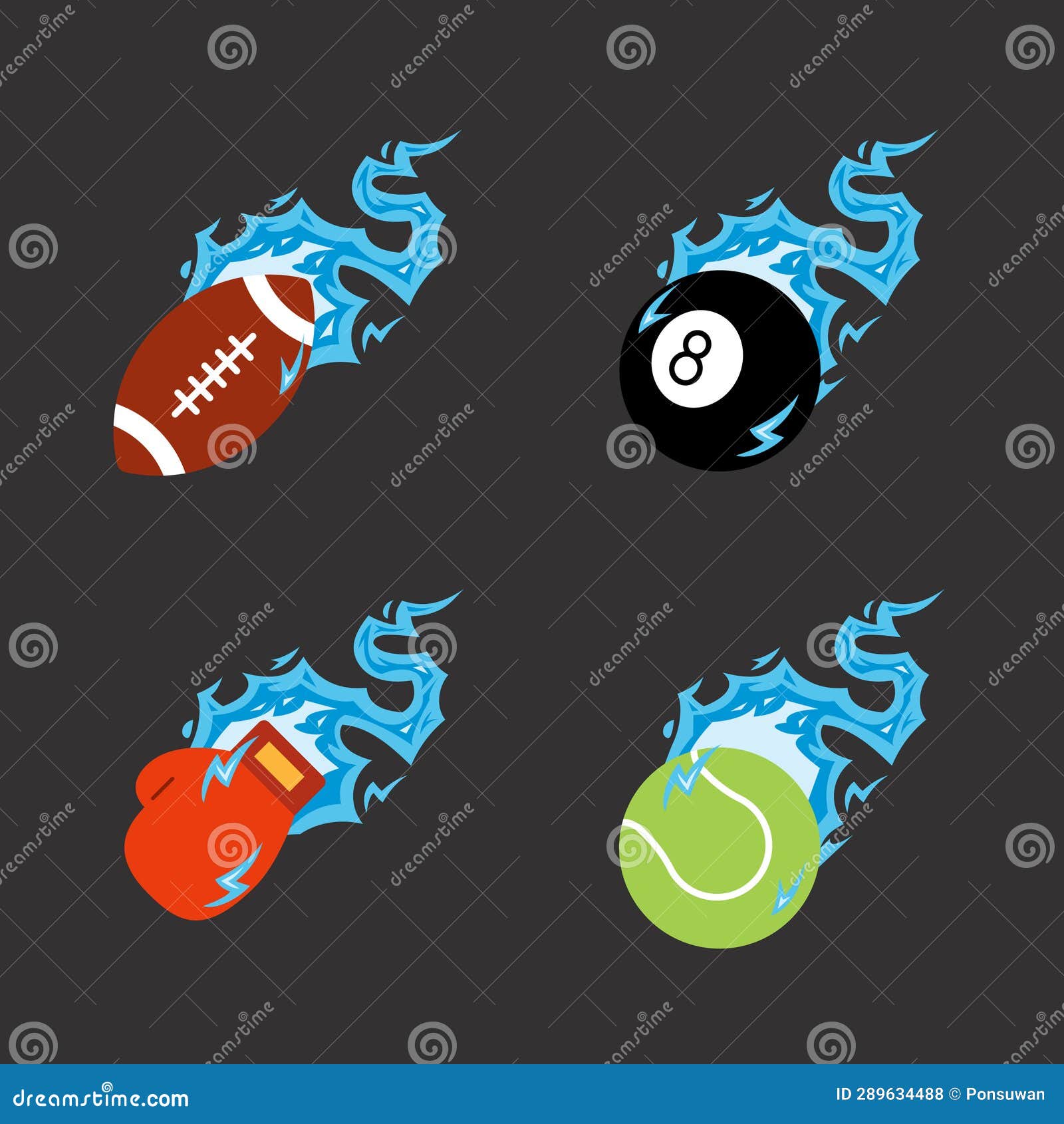 Football Ball Flying Thunder Lightning Flash Ball Icon Design Vector ...