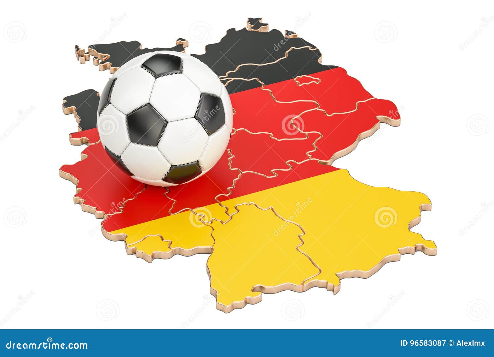 Football Ball with Map of German Concept, 3D Rendering Stock ...