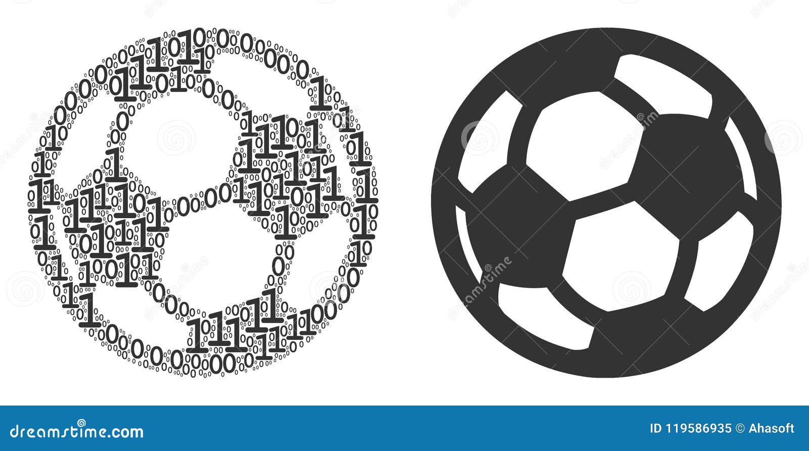 Football Ball Mosaic of Binary Digits Stock Vector - Illustration of ...