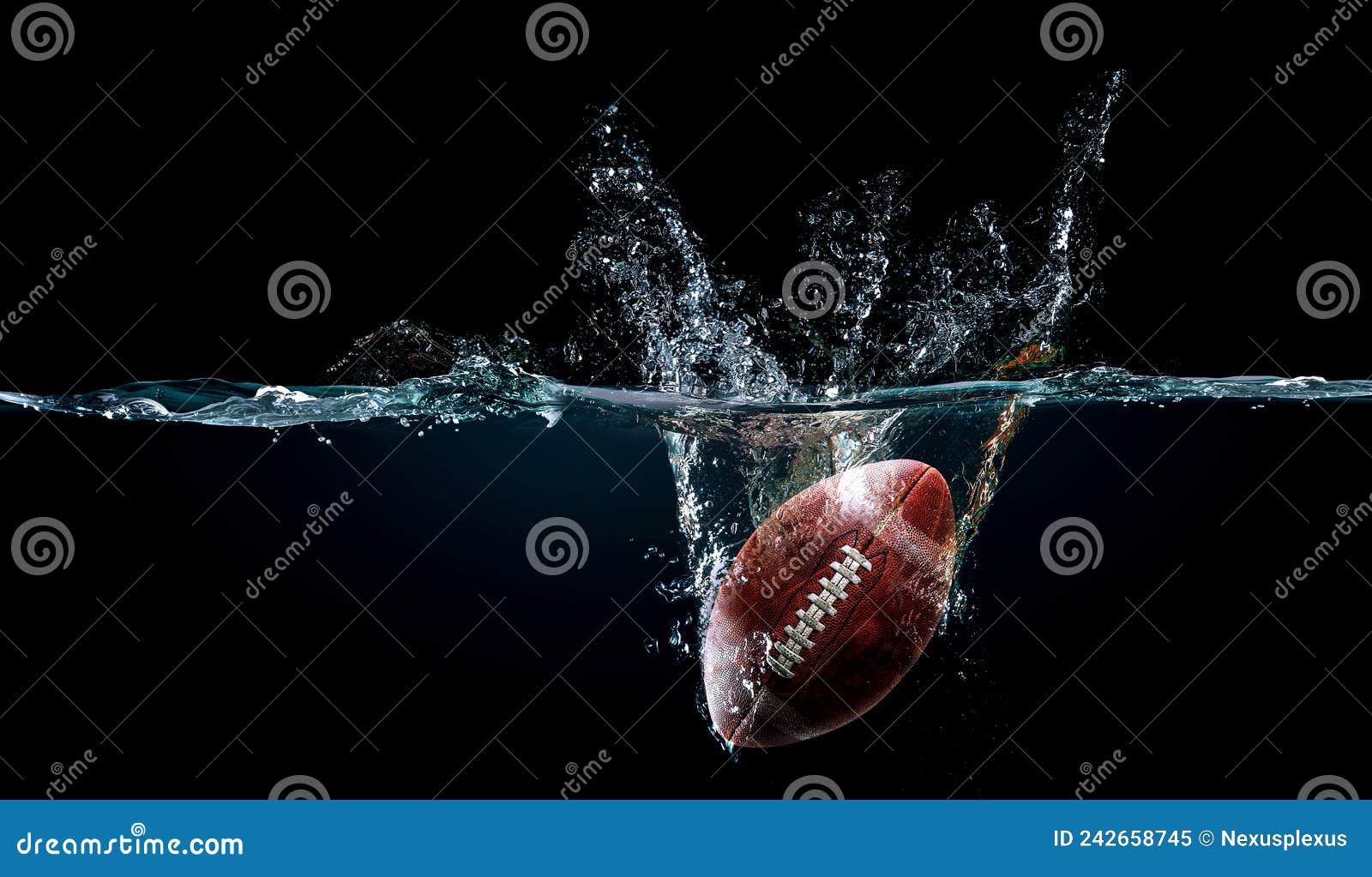 Football Ball in Water . Mixed Media Stock Image - Image of creative ...