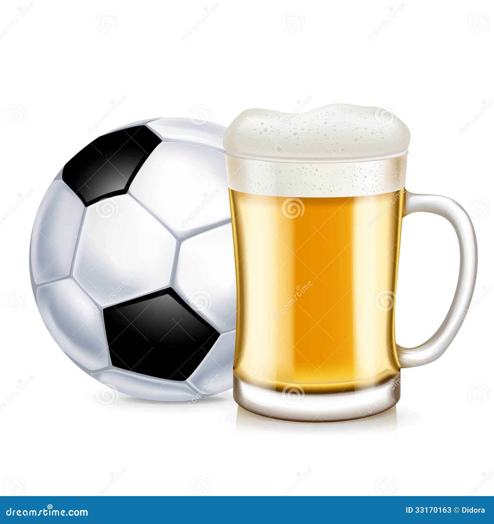 Football and Beer Glass with Handle Isolated Stock Vector ...