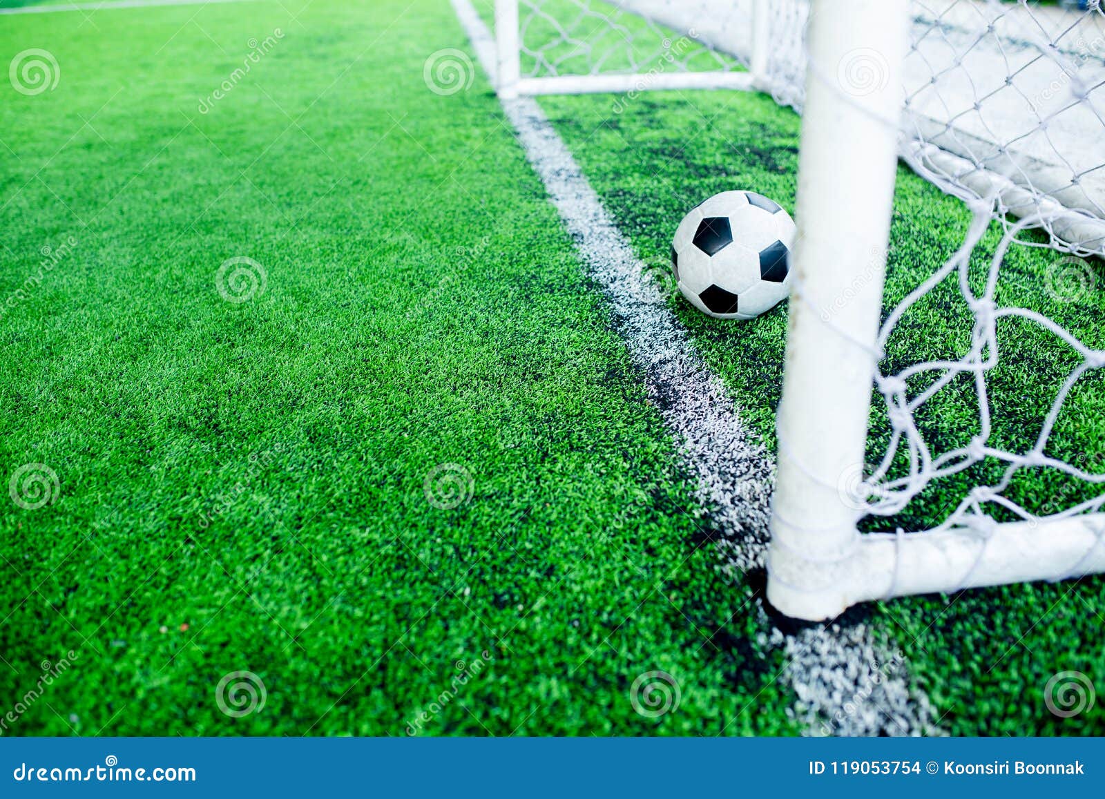 Football Behind the Goal Line Stock Photo - Image of kick, equipment ...