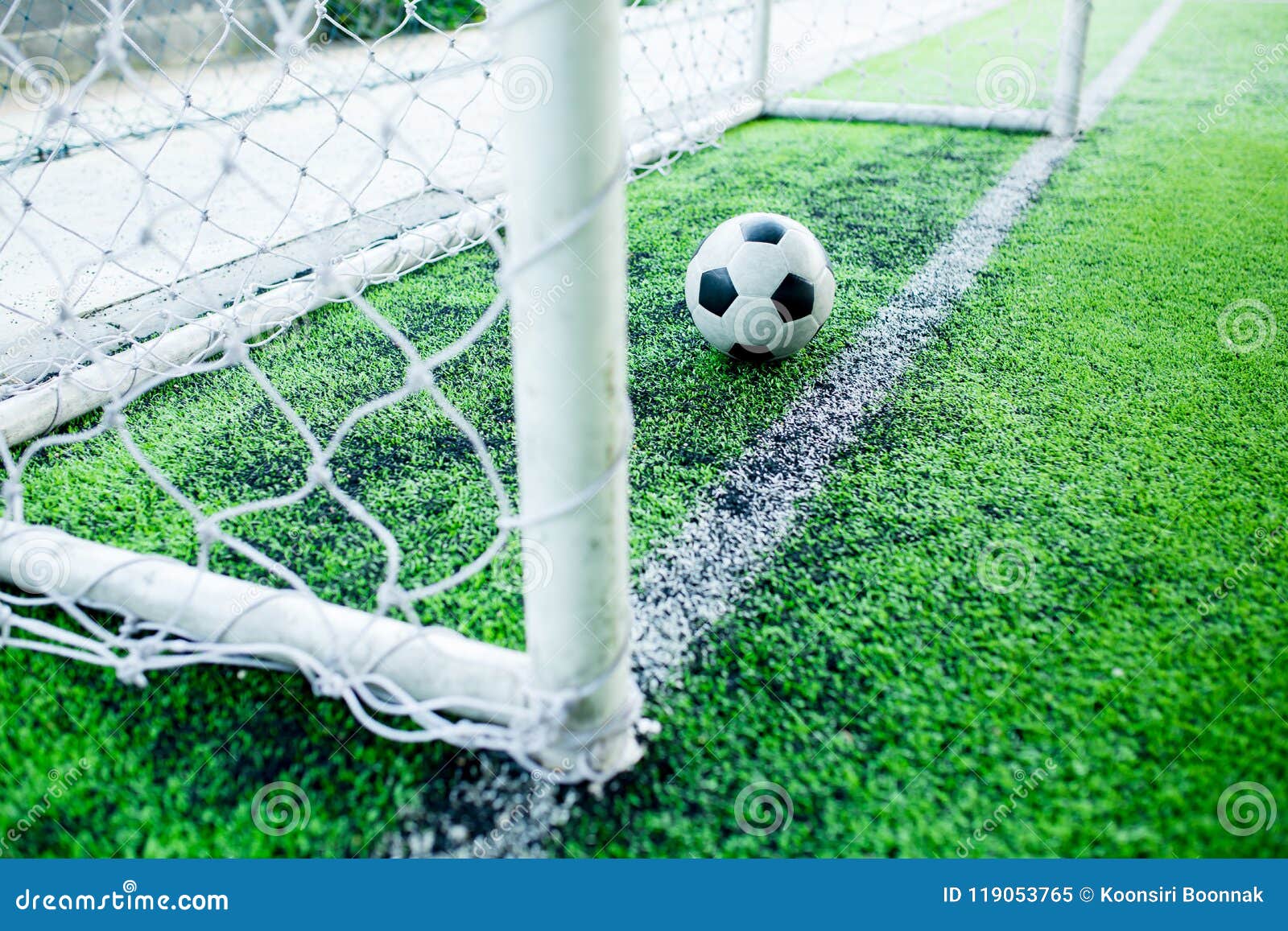 Football Behind the Goal Line Stock Image - Image of field, football ...