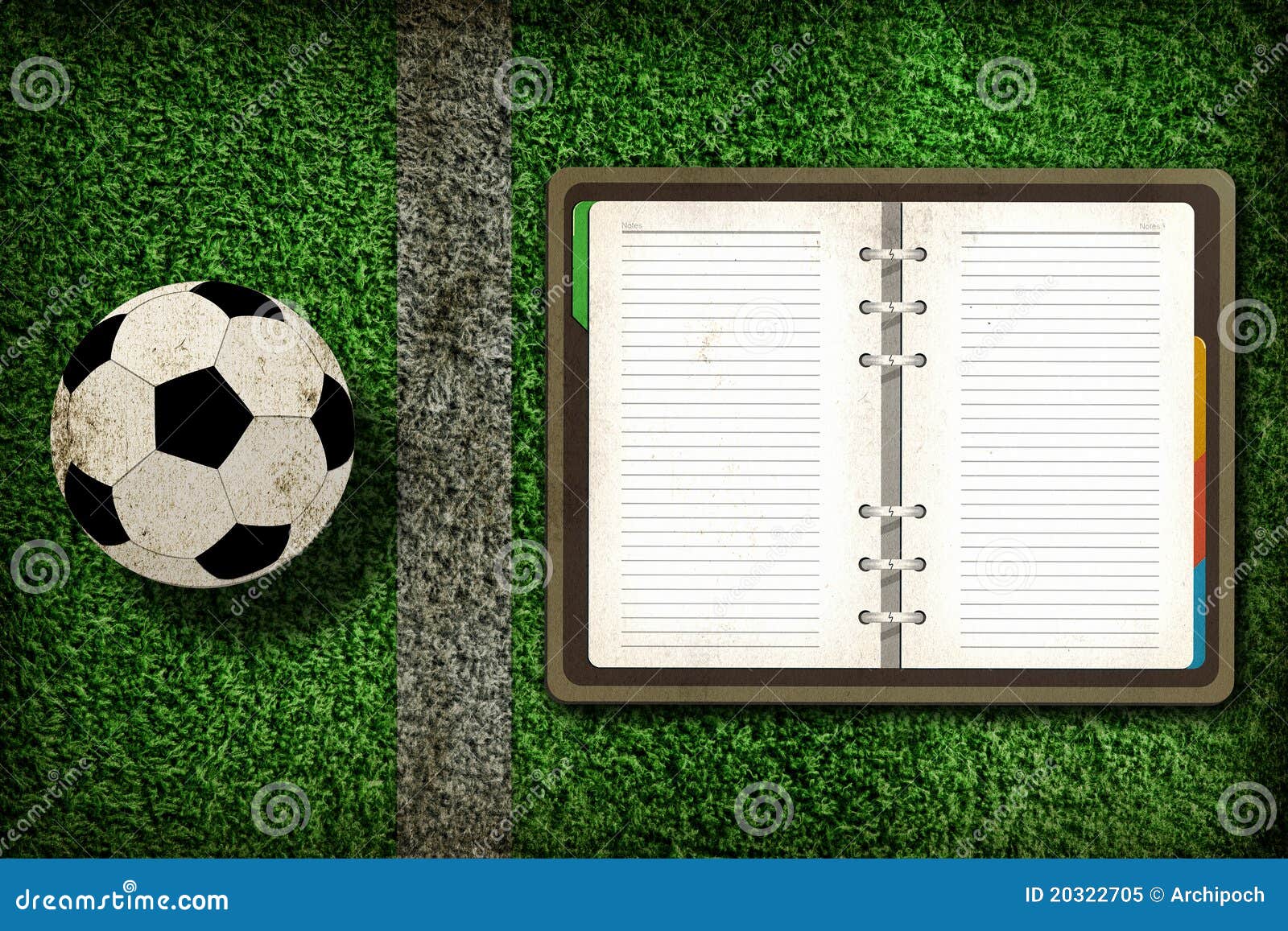 Football and Blank Notebook Stock Illustration - Illustration of diary ...