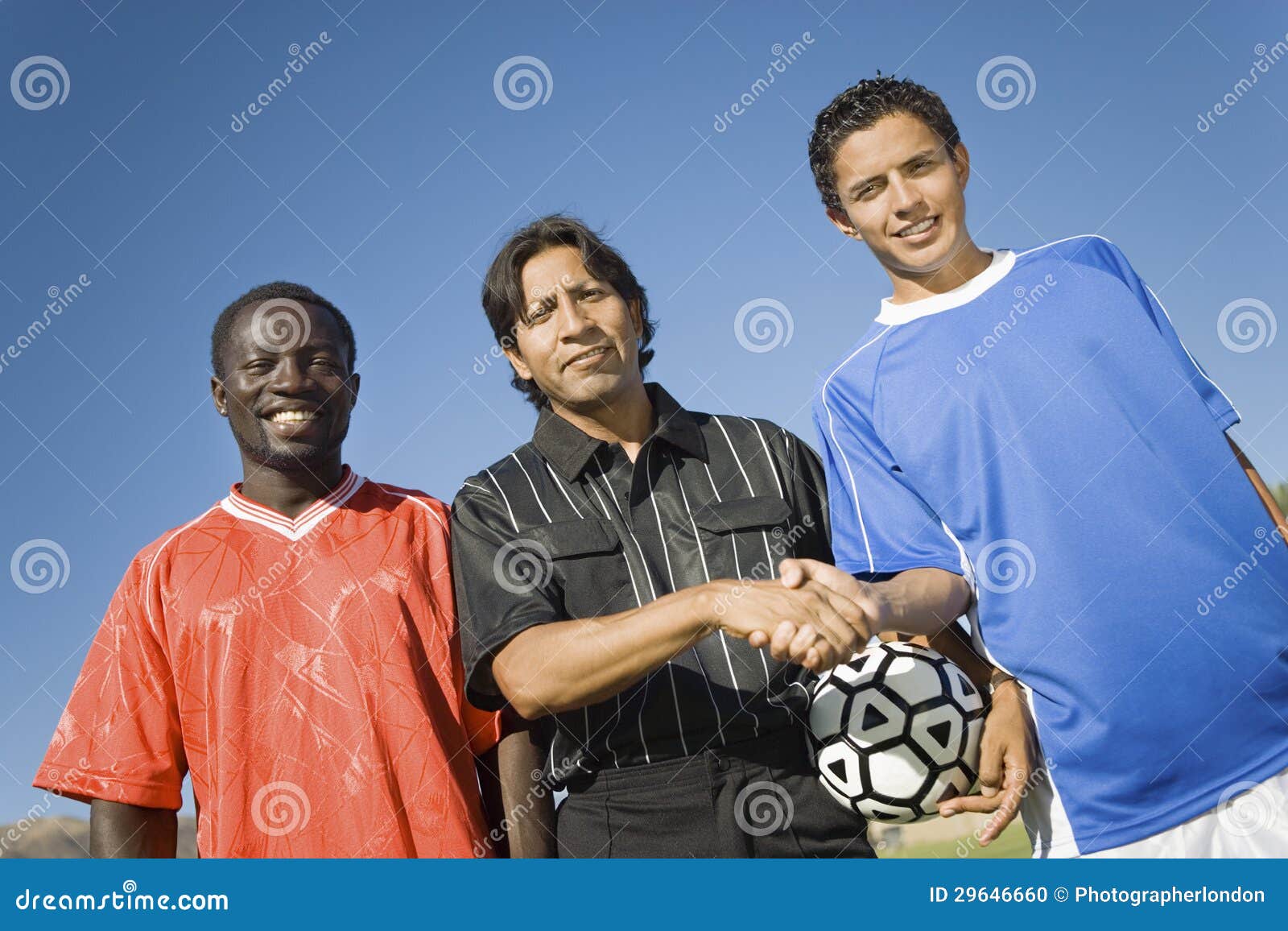 Football Captains with Referee Stock Photo - Image of handshake, happy ...
