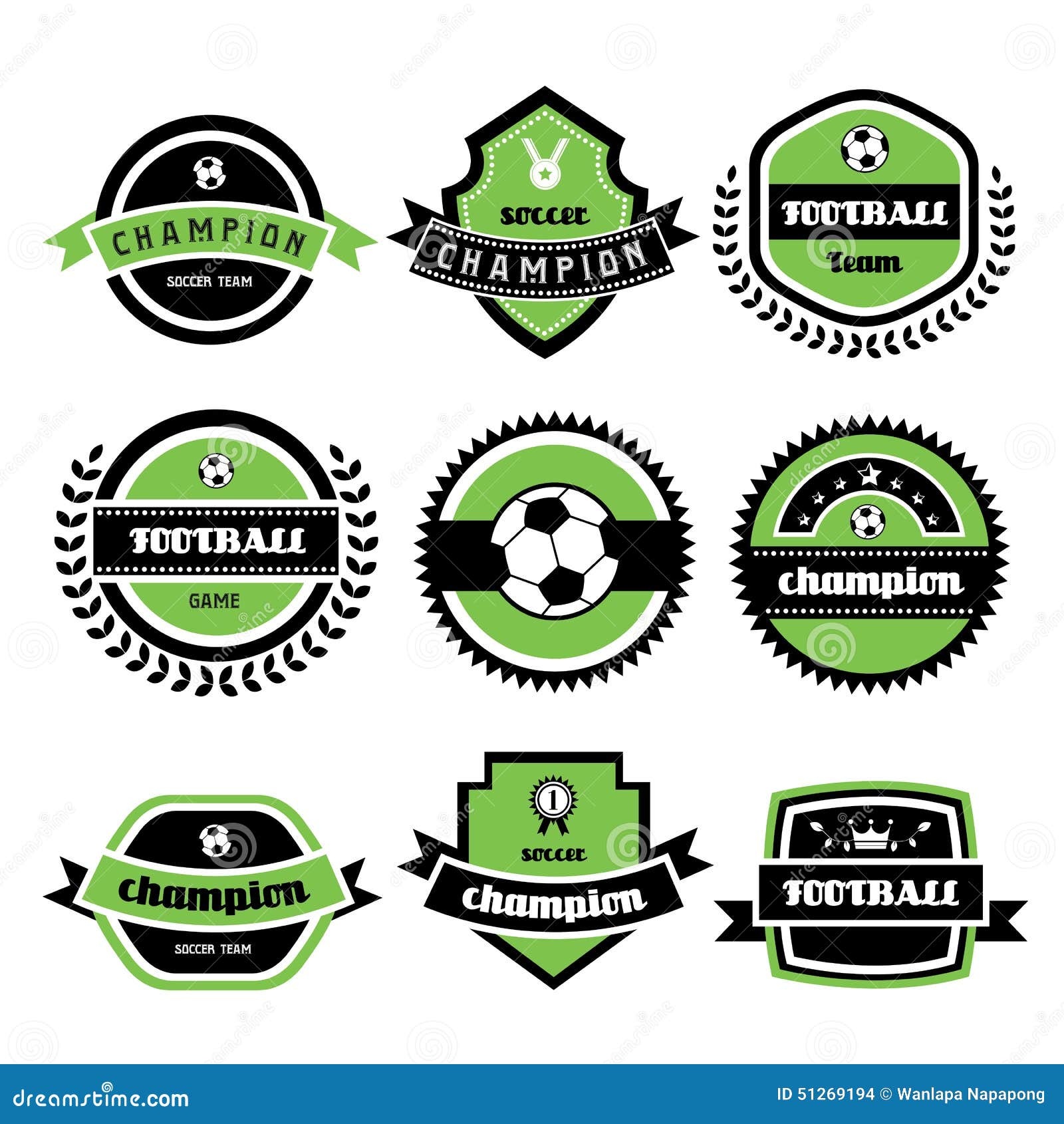 Football champion labels stock vector. Illustration of event - 51269194