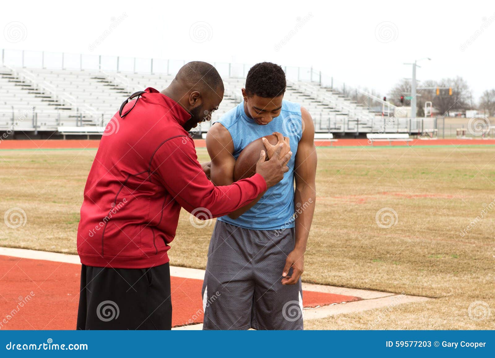 Football Coach Coaching an Athlete Stock Image - Image of instructor ...