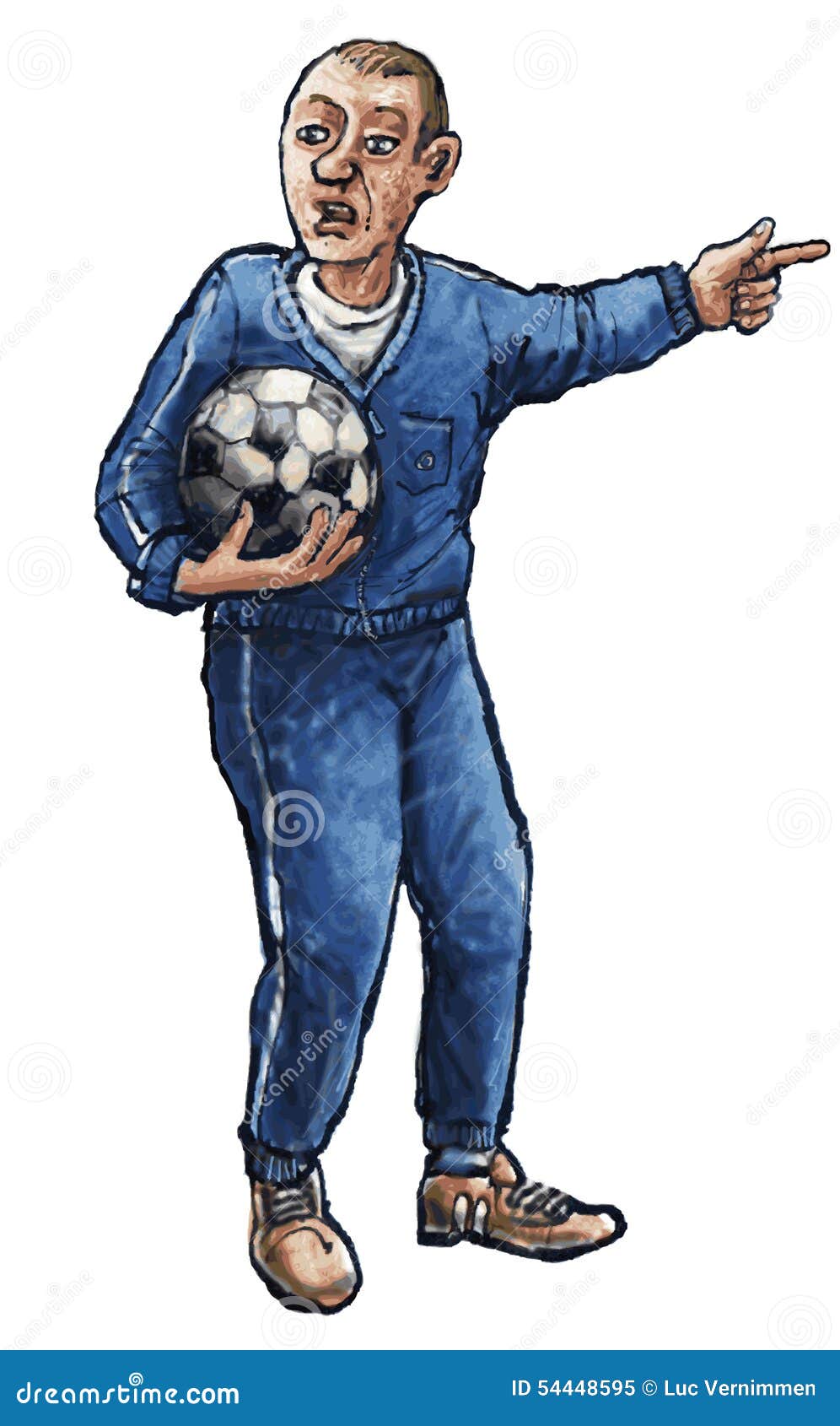 Football Coach Instruct Team. Cartoon Soccer Ball Vector Illustration ...