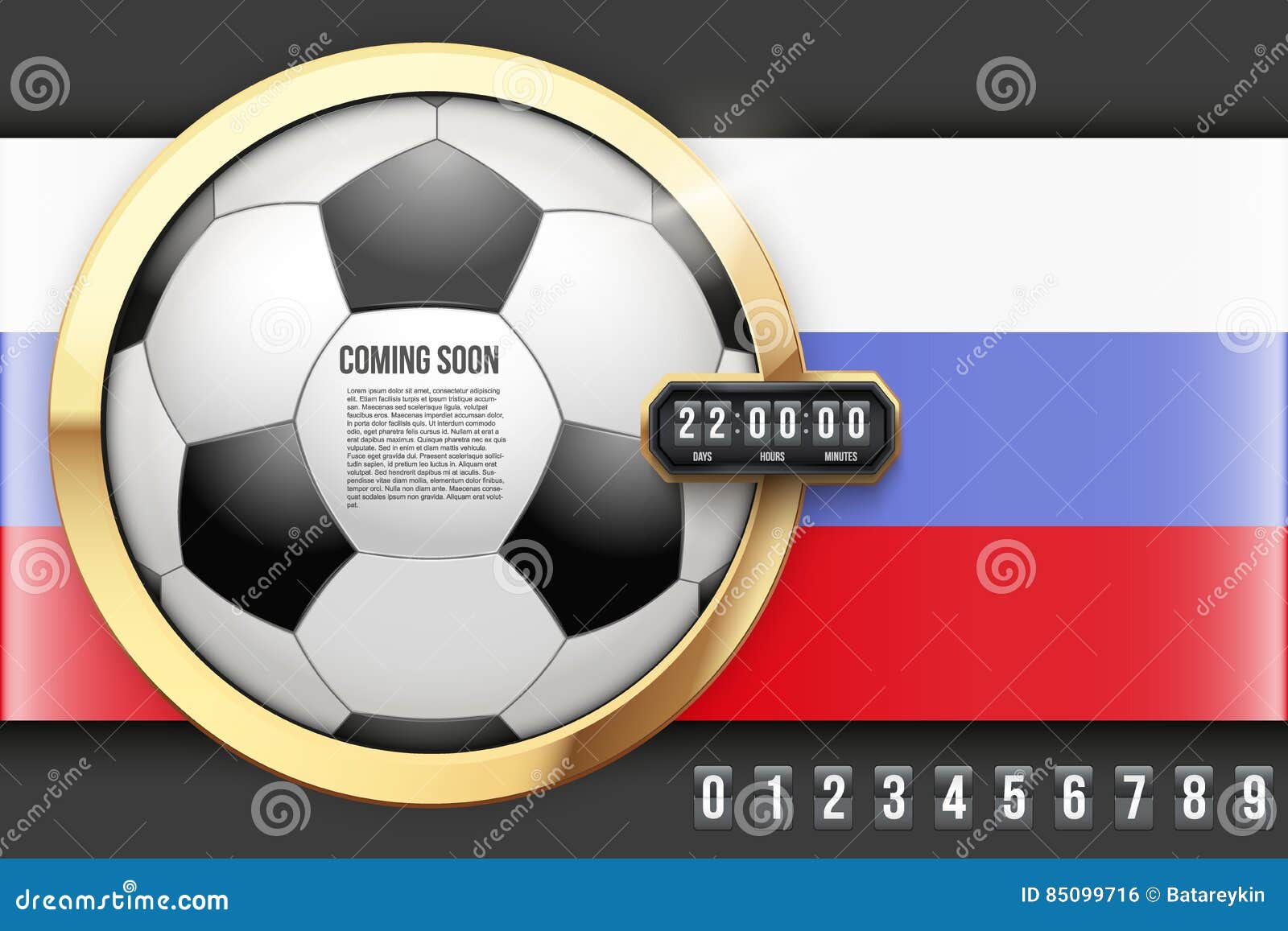 Football Coming Soon and Countdown Timer. Stock Vector - Illustration ...