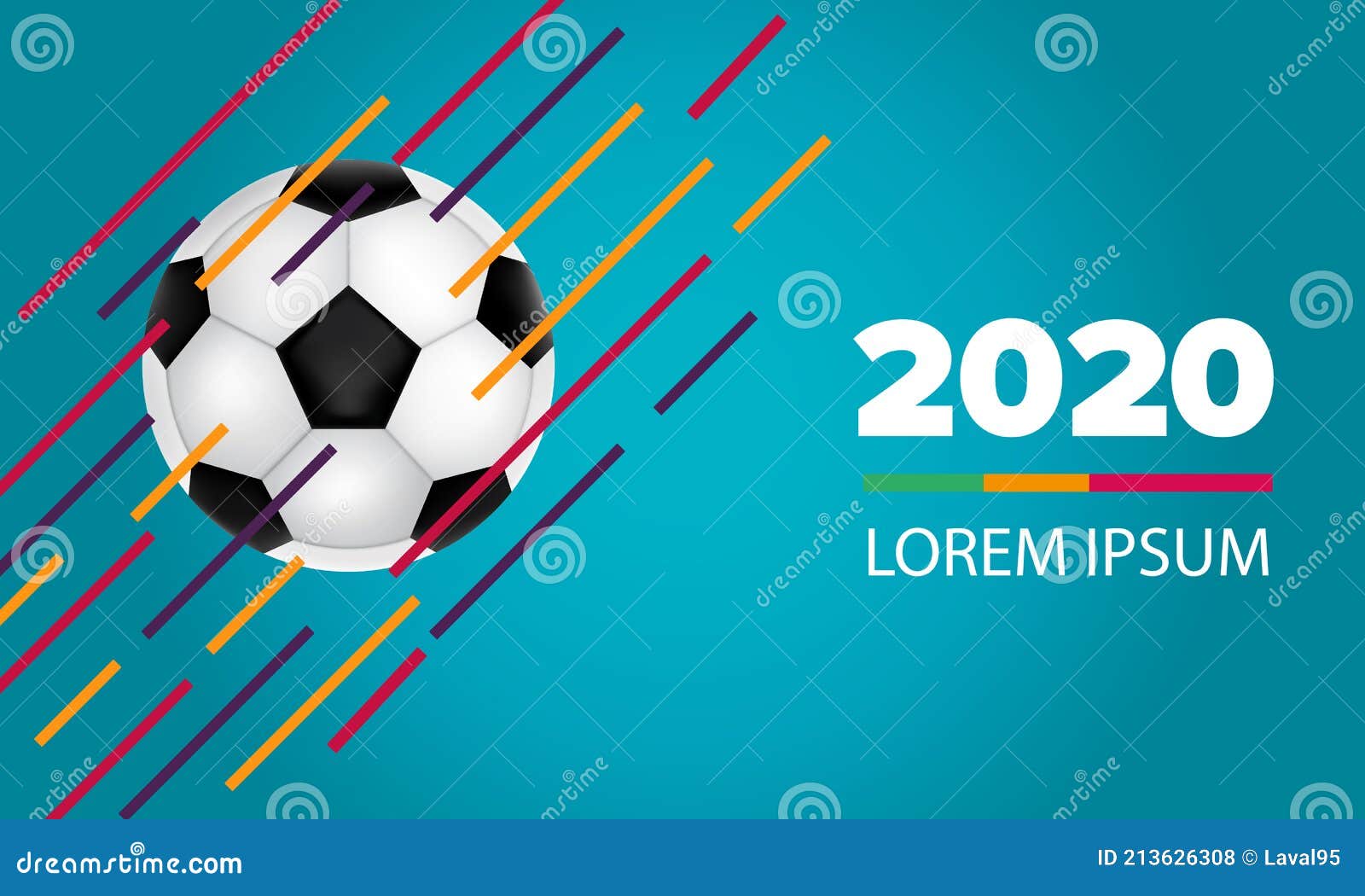 Football Competition 2020. Banner with Flags and Ball on a Blue ...