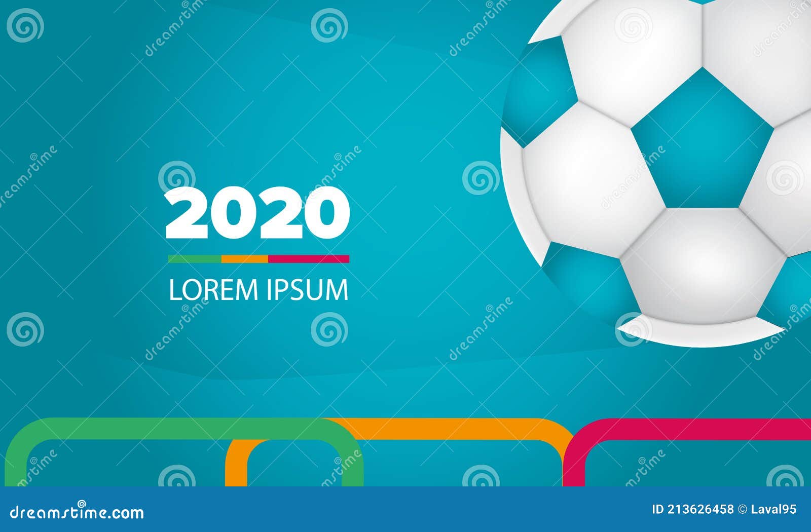 Football Competition 2020. Banner with Flags and Ball on a Blue ...