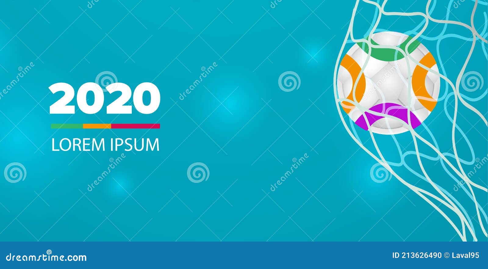 Football Competition 2020. Banner with Flags and Ball on a Blue ...