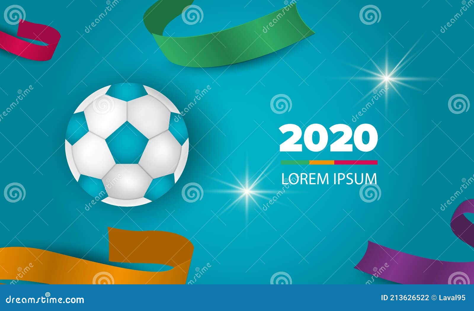 Football Competition 2020. Banner with Flags and Ball on a Blue ...