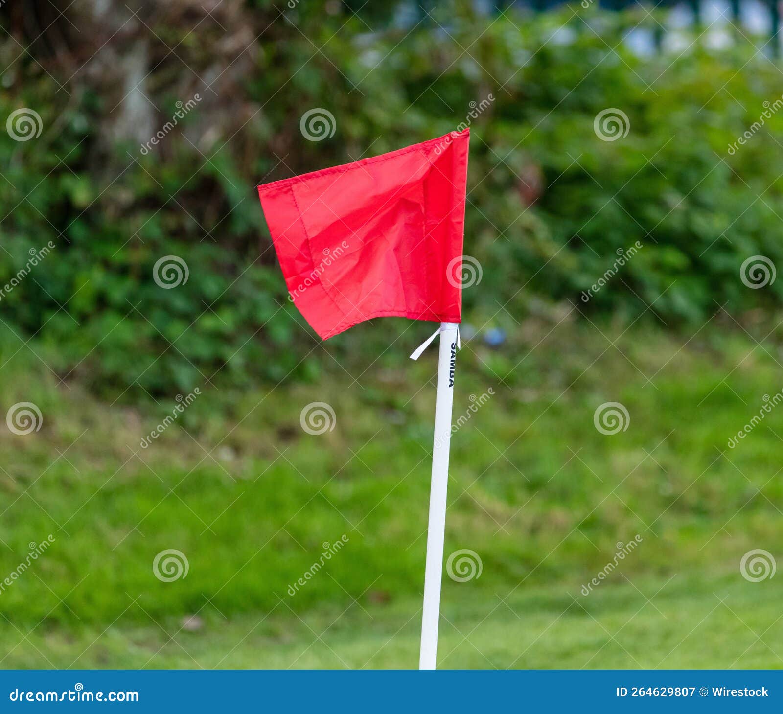 Football Corner Red Flag on a Football Pitch. Stock Image - Image of ...