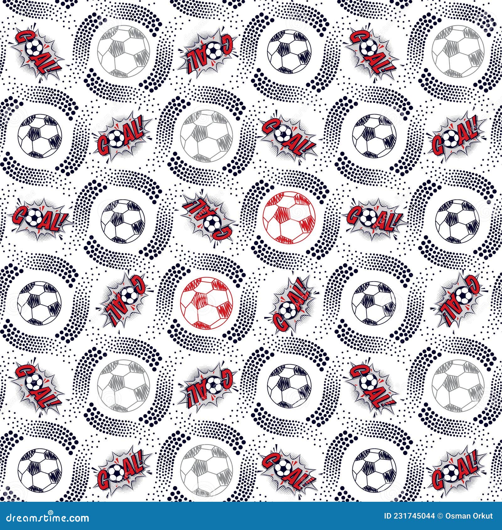 Decorative Football Pattern Circular Design for Textile Print Stock ...