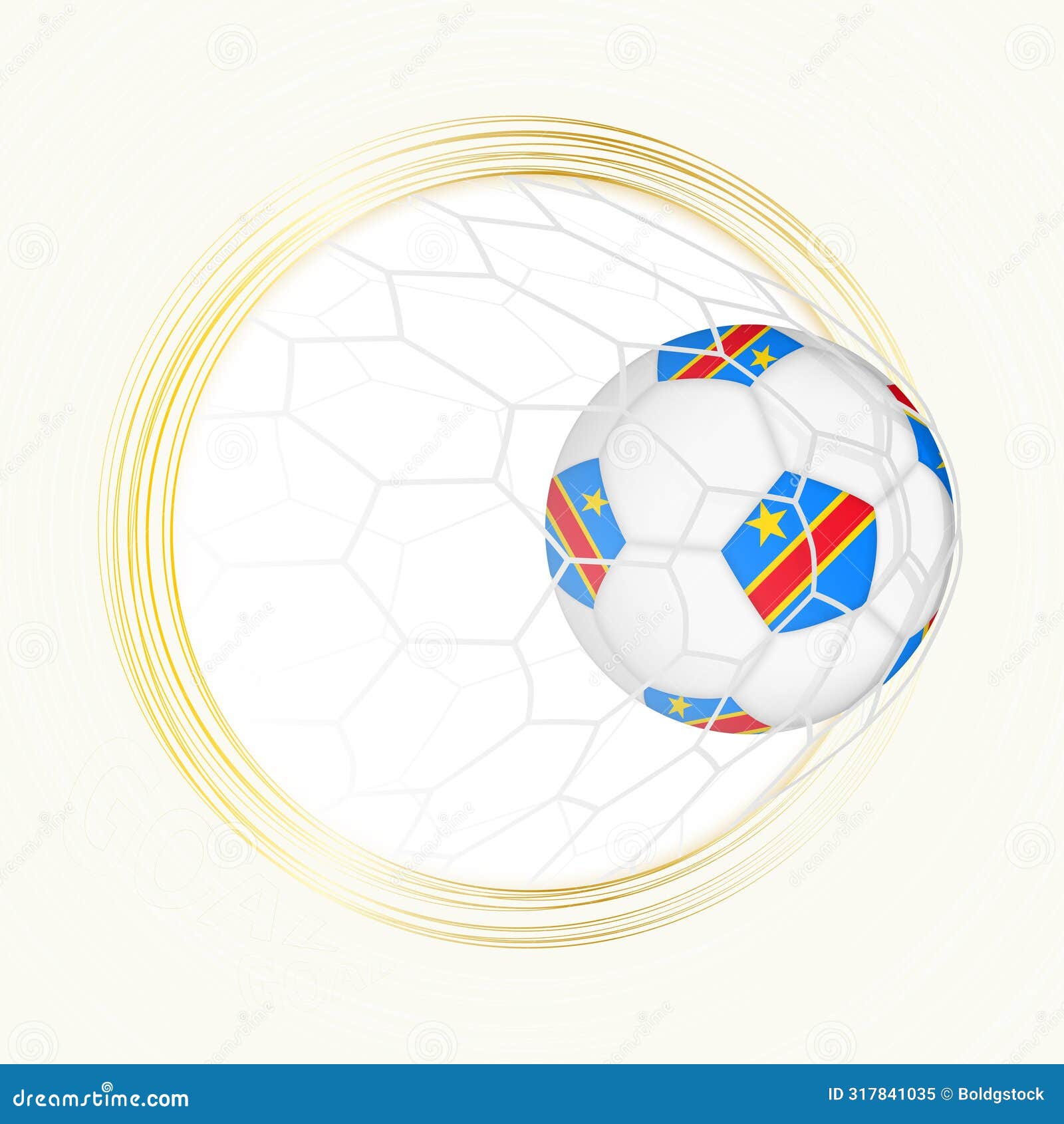 Football Emblem with Football Ball with Flag of DR Congo in Net ...