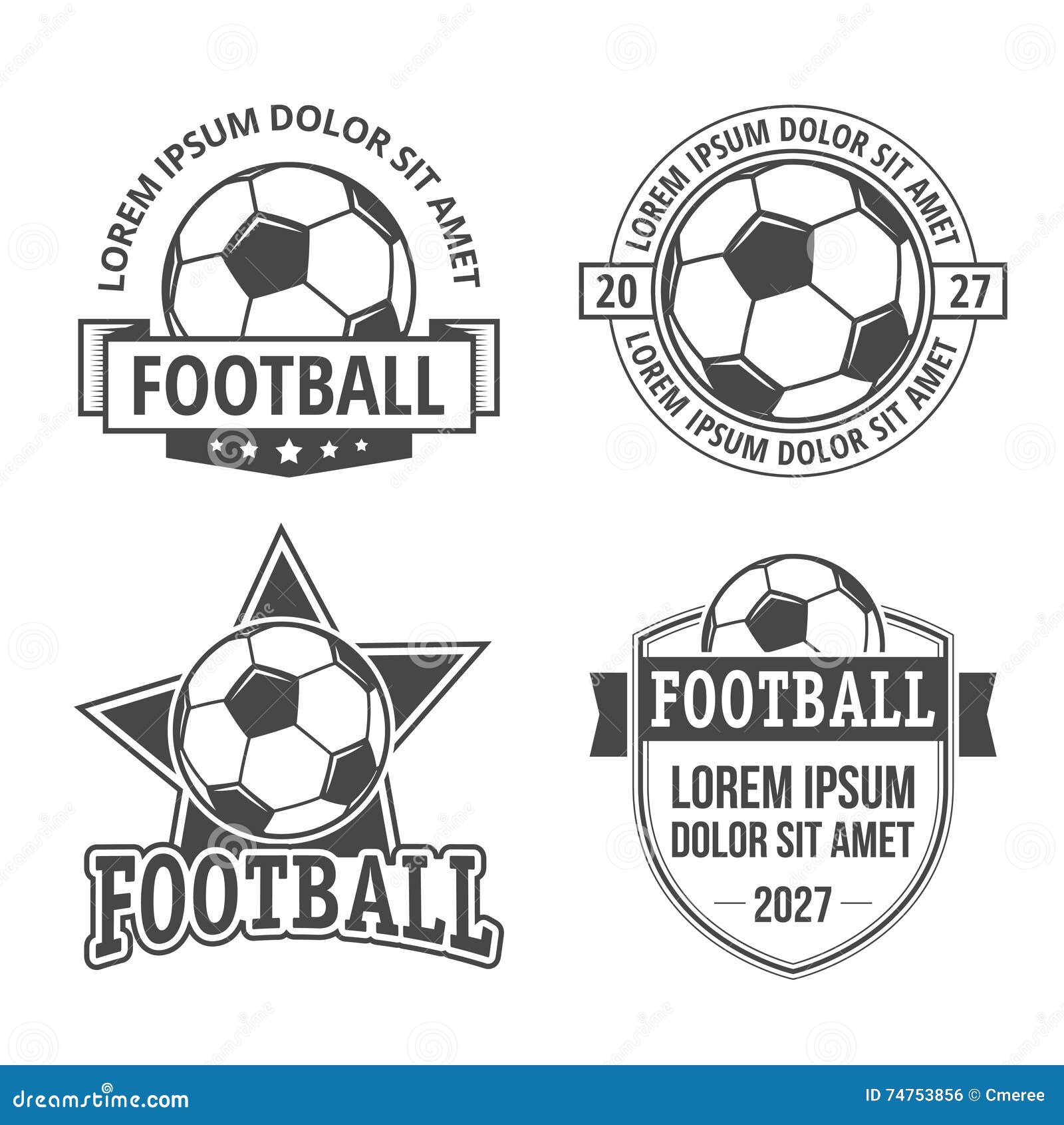Football emblems stock vector. Illustration of logo, soccer - 74753856
