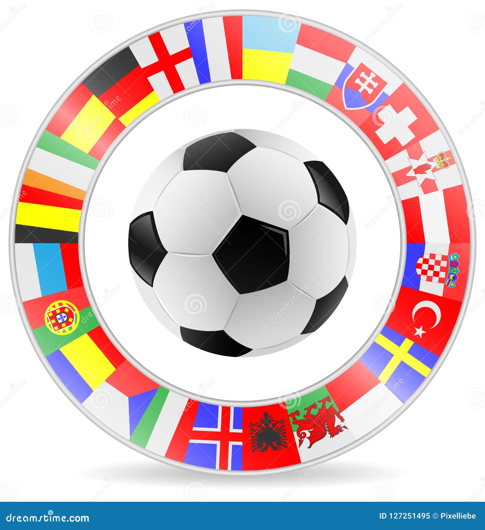 Football with European Vector Flags Stock Illustration - Illustration ...