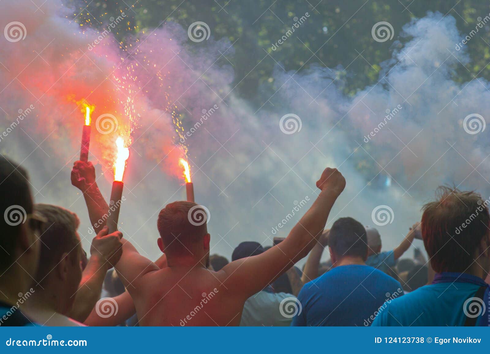 Football Fans Go To the Stadium and Burn the Firecrackers Editorial ...