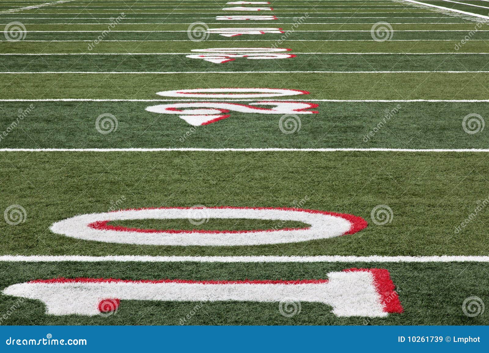 Football Field from 10 Yard Line Stock Image - Image of marker, arena ...