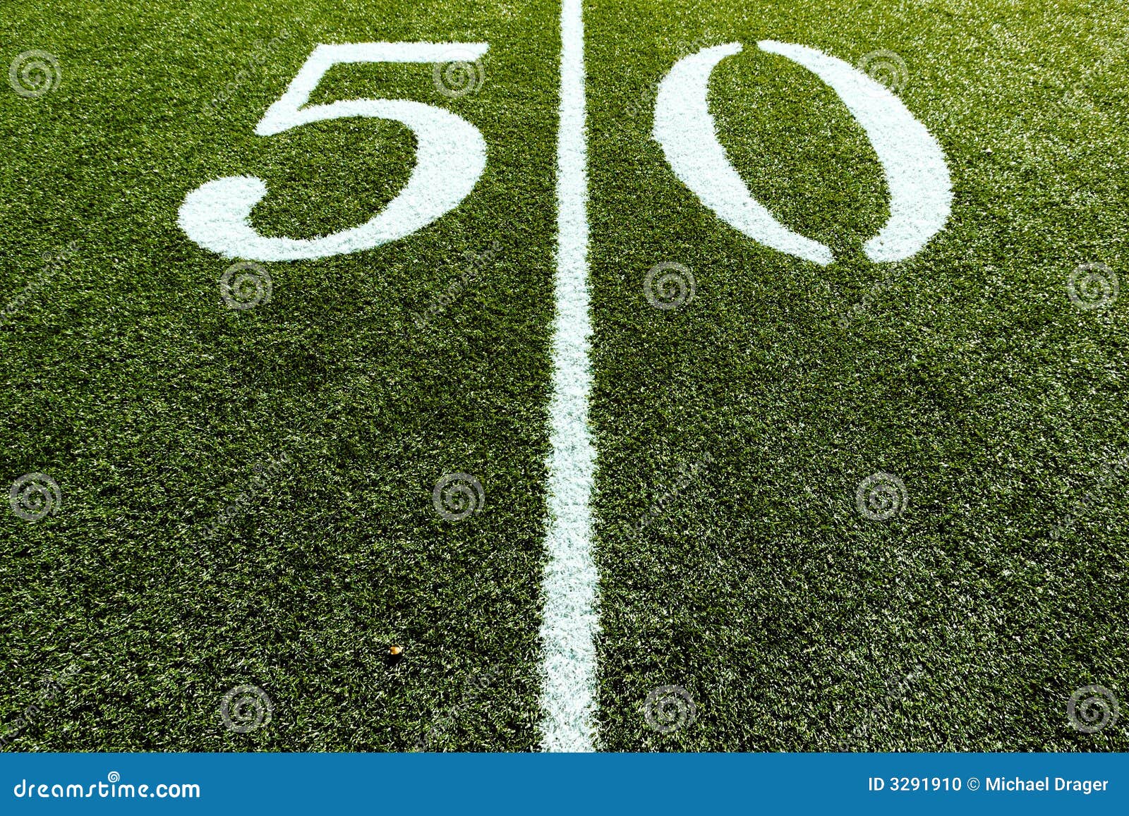 Football Field on 50 Yard Line Stock Photo - Image of dreams, line: 3291910