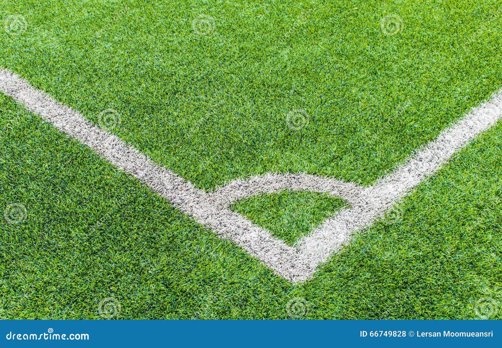 Football Field Corner with Artificial Grass Stock Photo - Image of turf ...