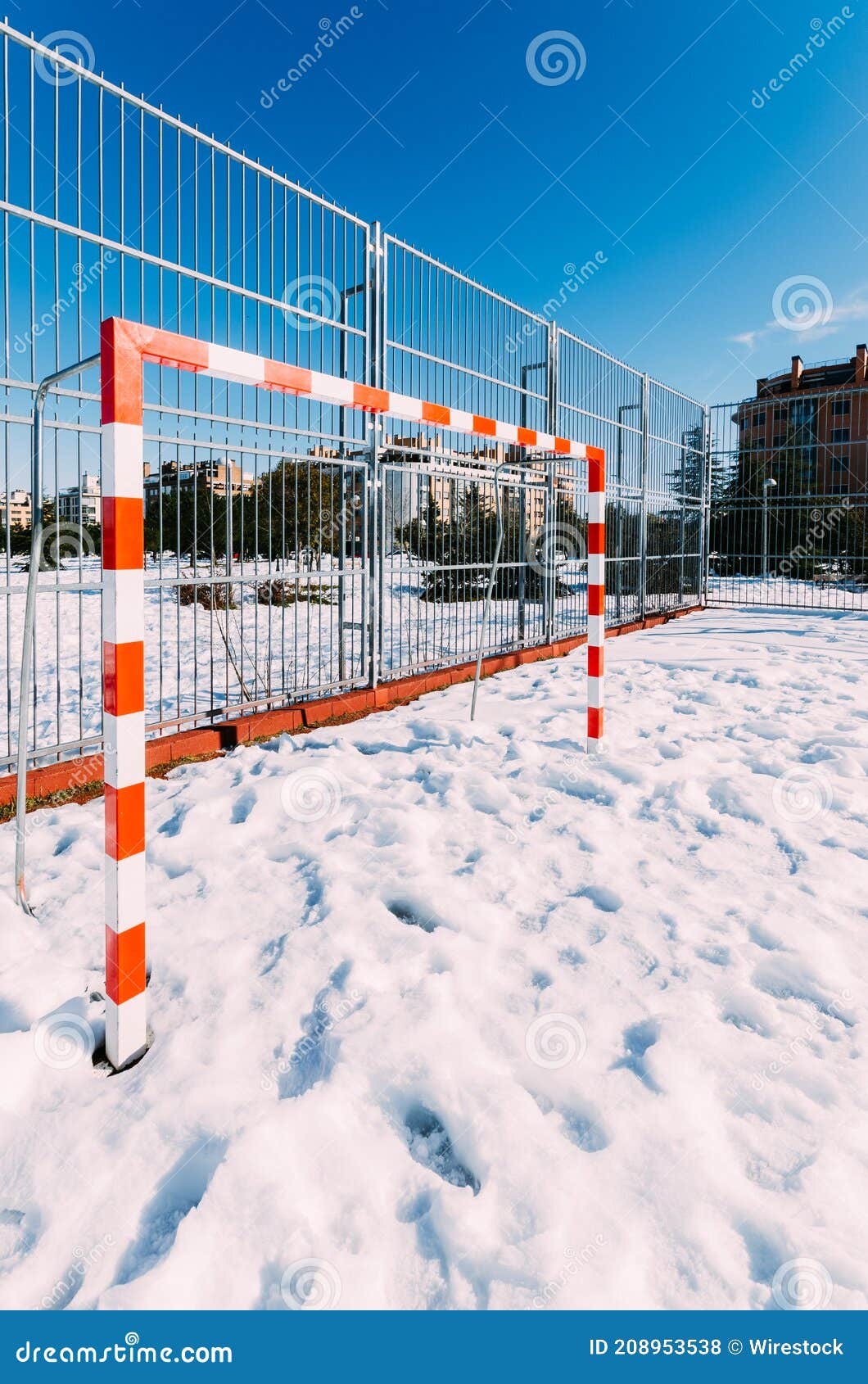 Football Field Covered with Snow Stock Photo - Image of outdoor, snow ...