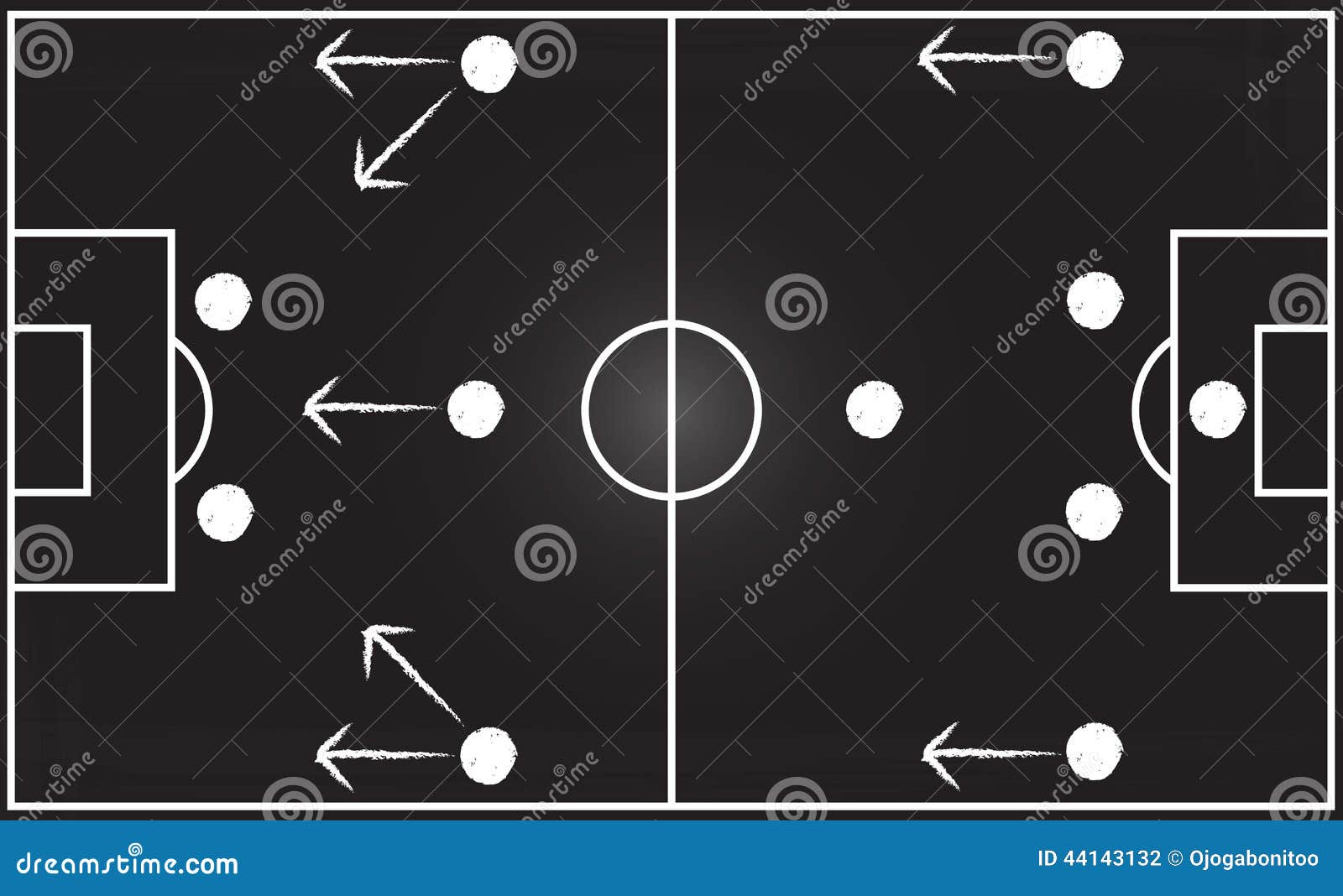 Football Field with 4-4-2 Formation Stock Vector - Illustration of ...