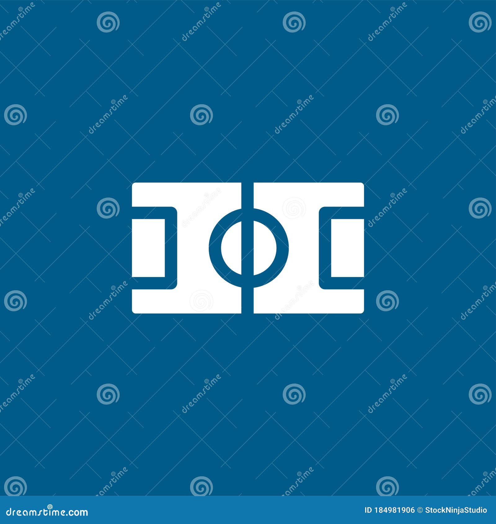 Football Field Icon on Blue Background. Blue Flat Style Vector ...