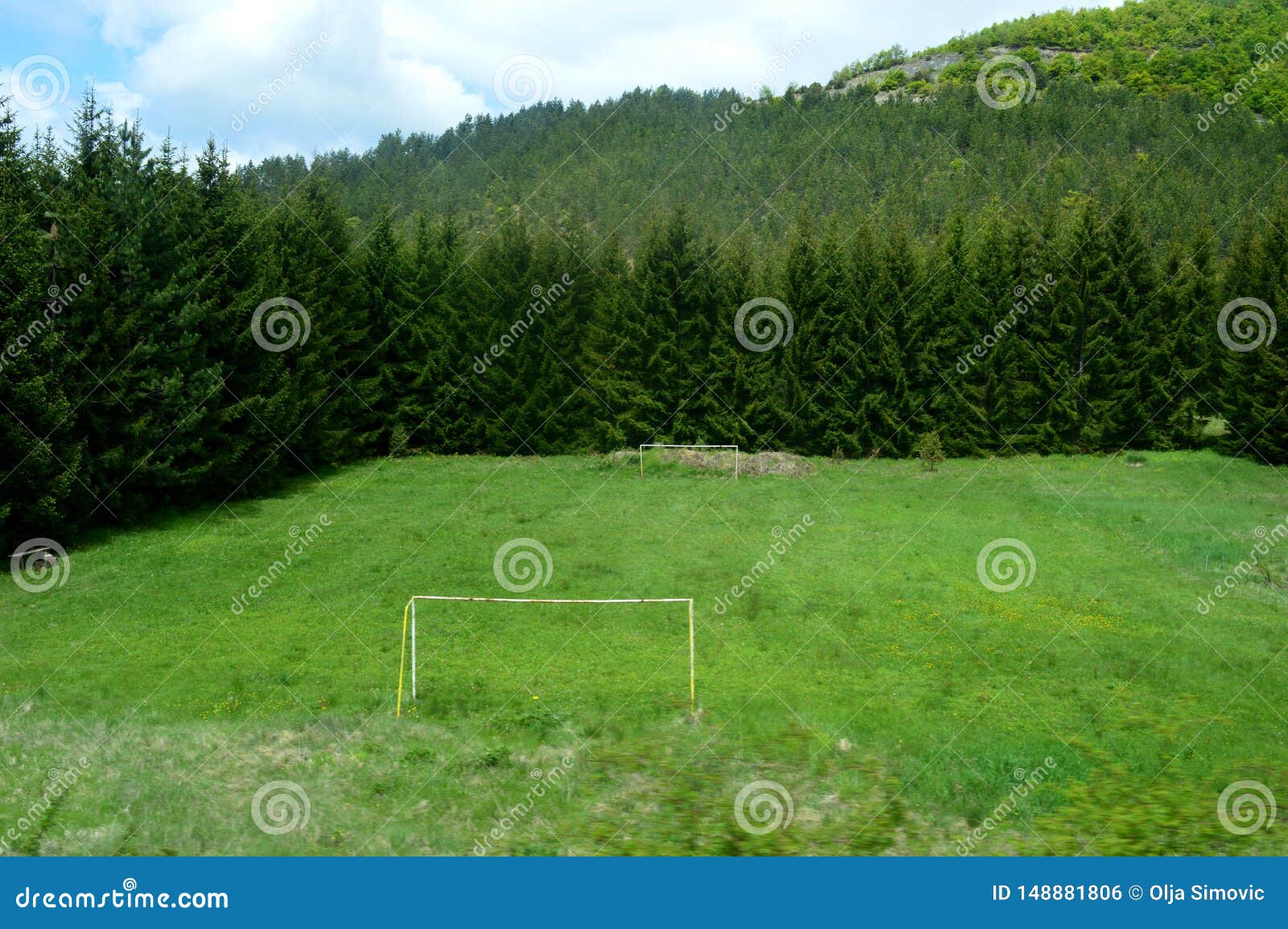 Football Field on the Mountain Stock Photo - Image of hill, field ...