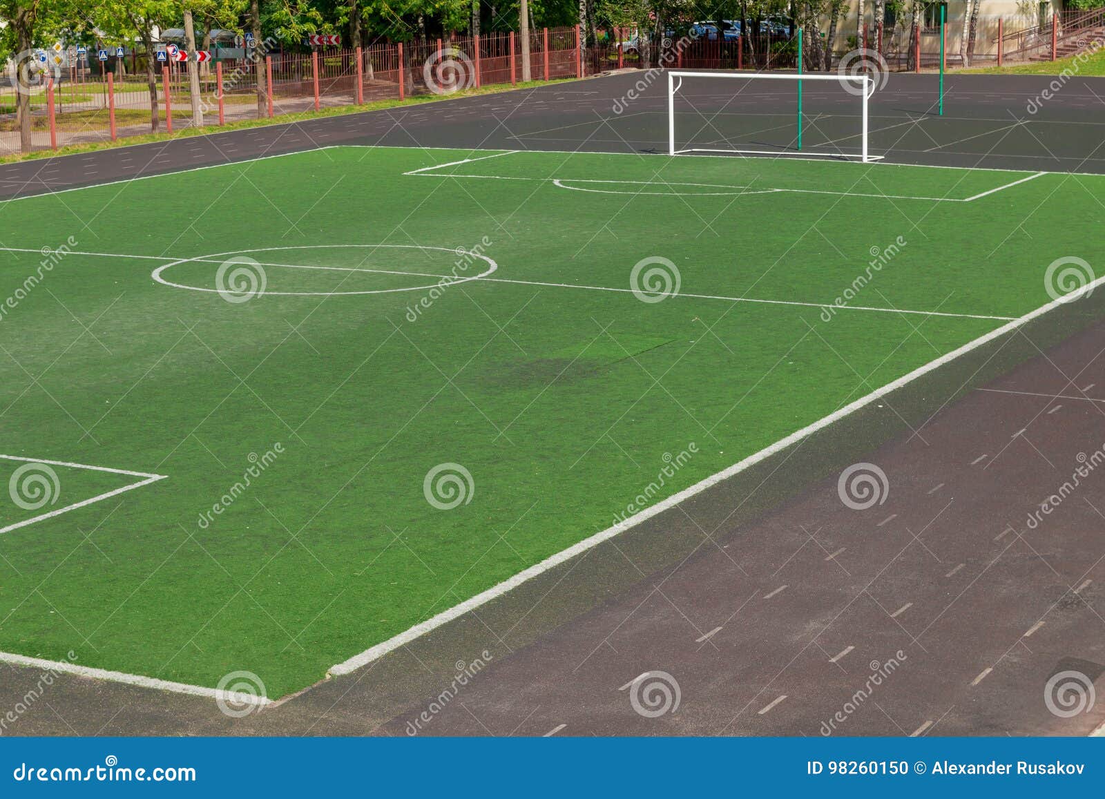 Football Field in the School Yard 1 Stock Photo - Image of league ...