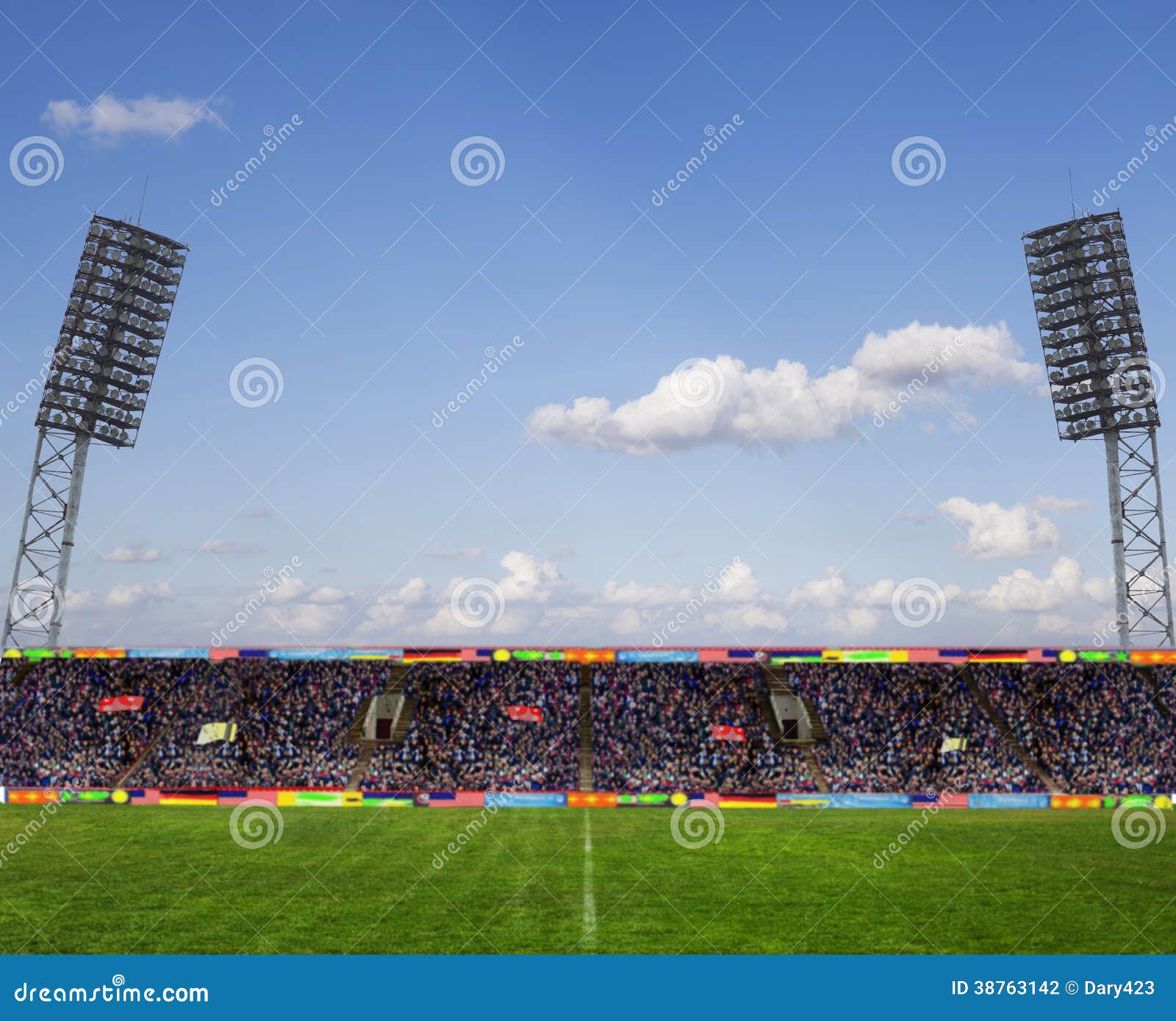 Football Field with Score Board Stock Photo - Image of modern, play ...