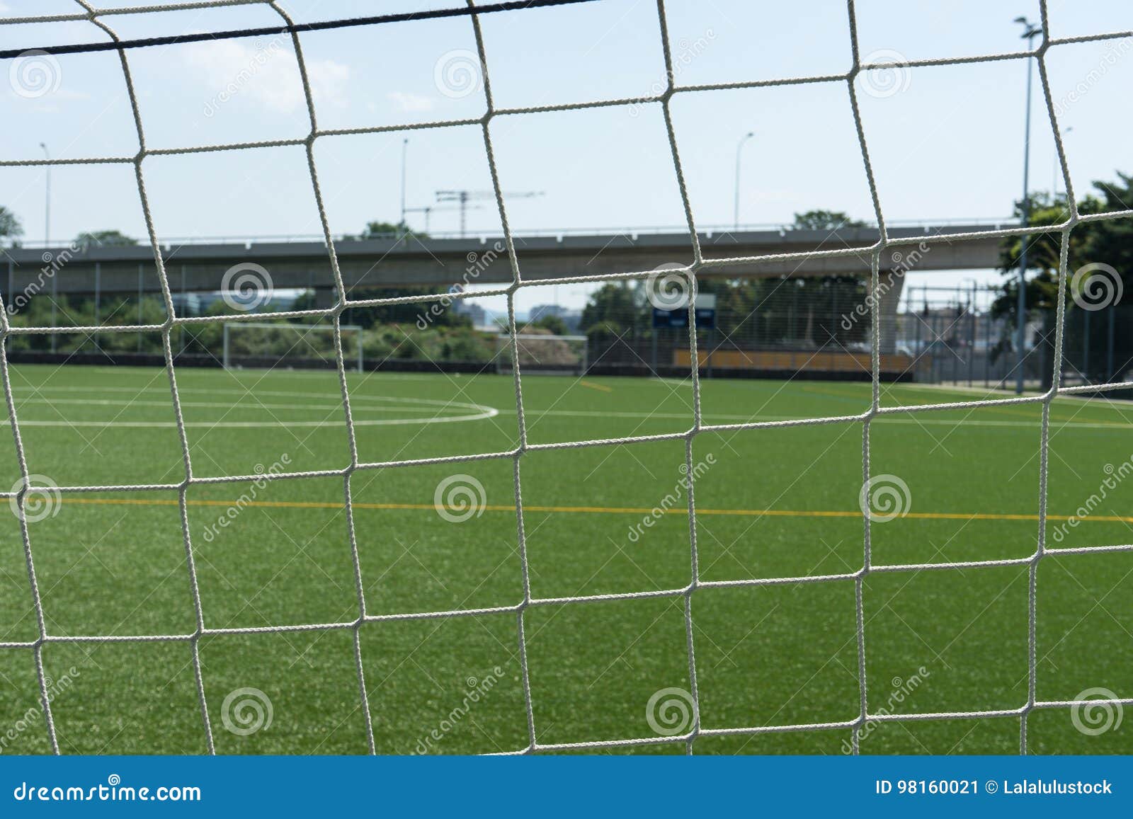 Football Field Seen through Net Stock Image - Image of playground ...