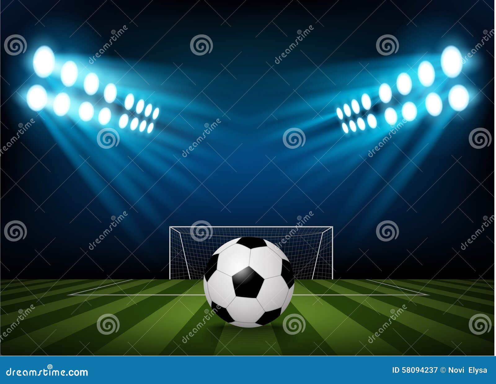 Football on the Field of Stadium with Light Stock Vector - Illustration ...