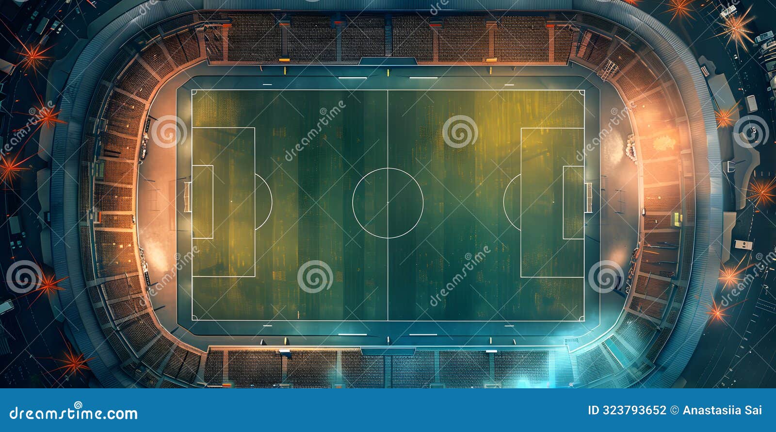 Football field top view stock photo. Image of match - 323793652